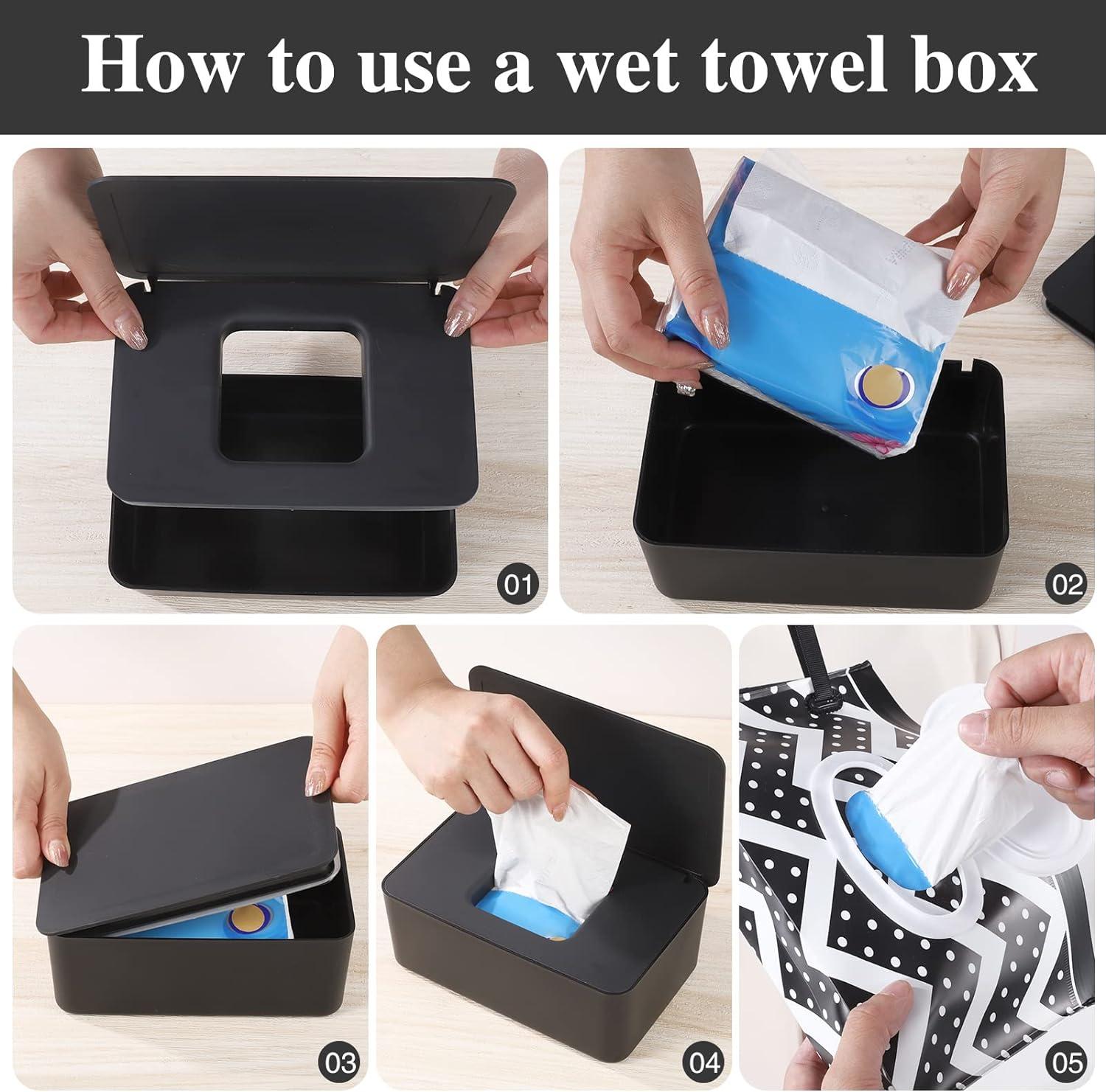Wet Wipes Dispenser Box with 2 Baby Wet Wipes Pouches - Travel-friendly ...