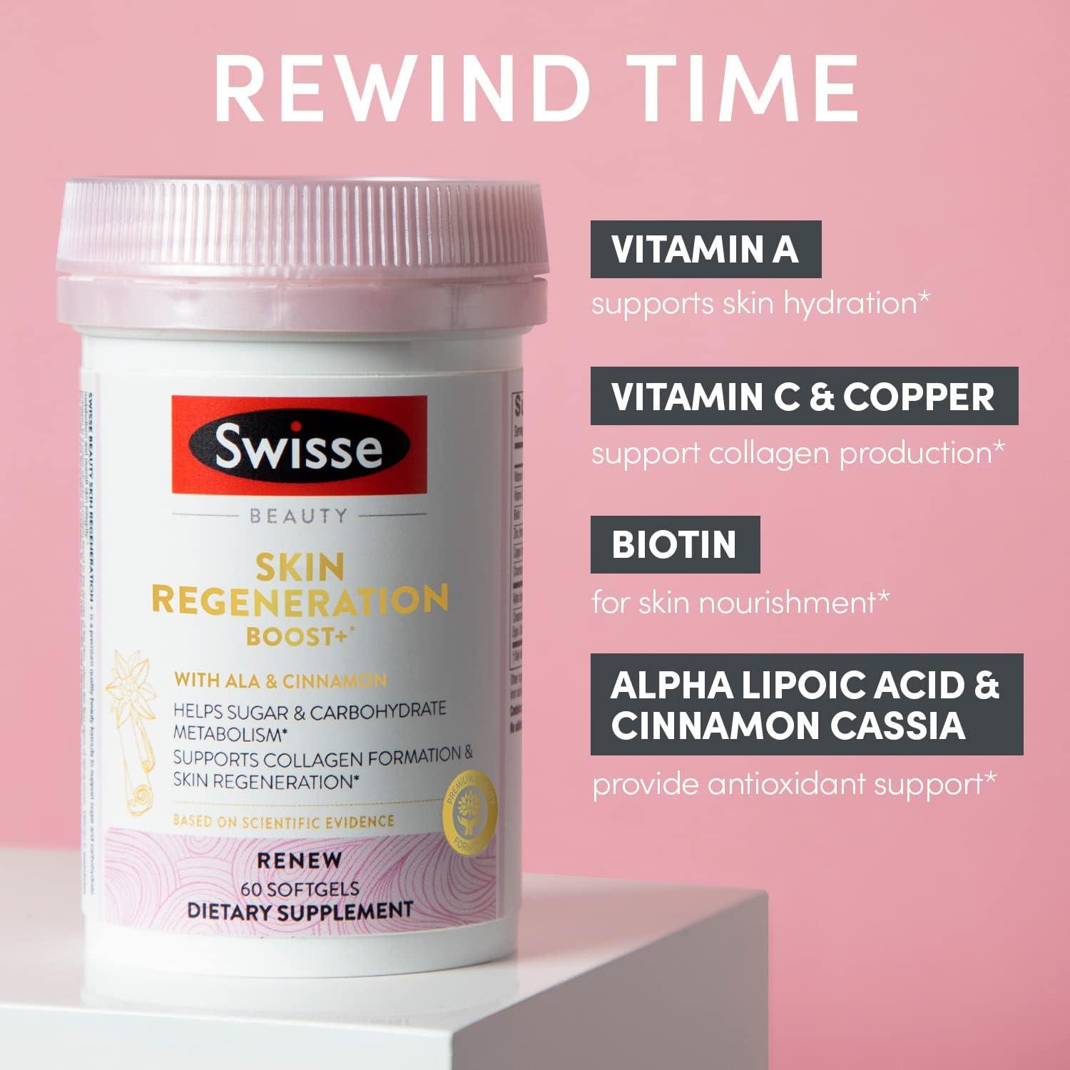 Swisse Skin Regeneration Biotin Hair Skin and Nails Vitamins - Supports Collagen Formation - 60 ...