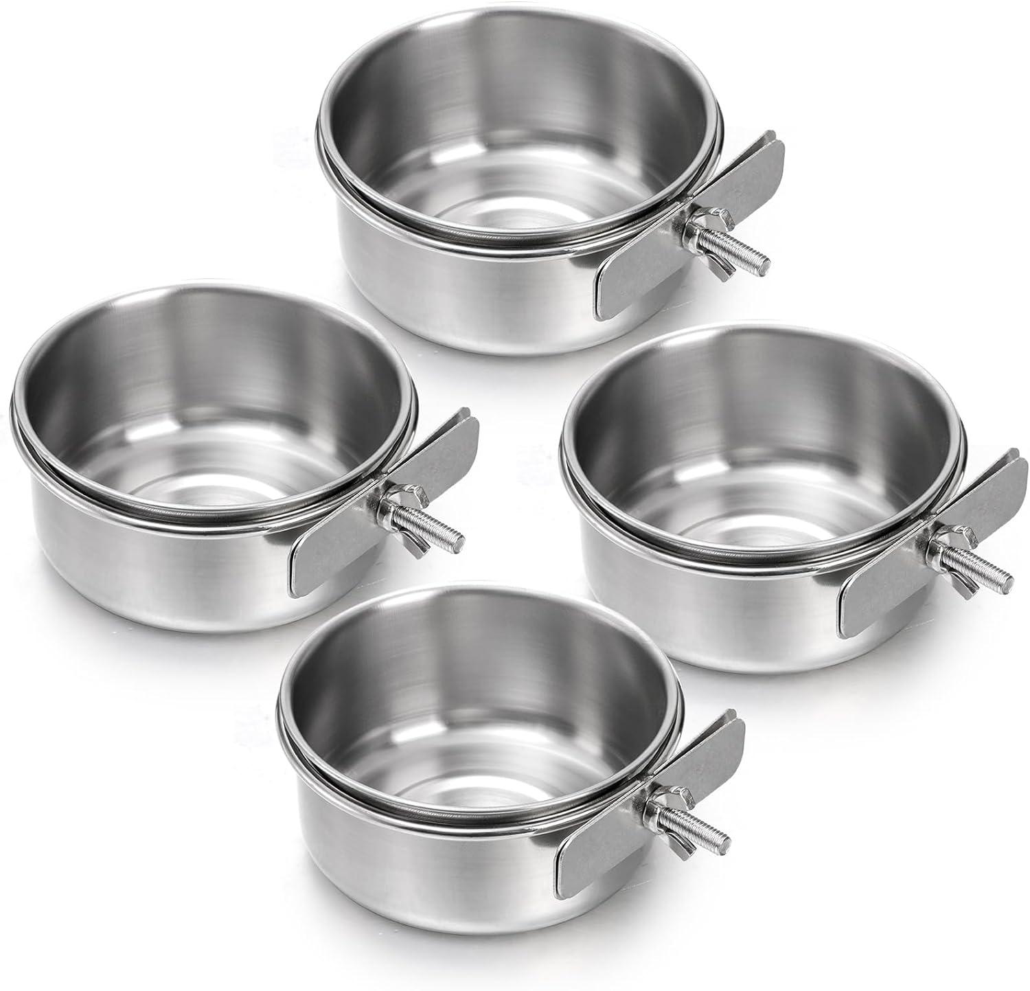 Okllen 4 Pack Bird Feeding Dish Cups Detachable Stainless Steel Bird ...