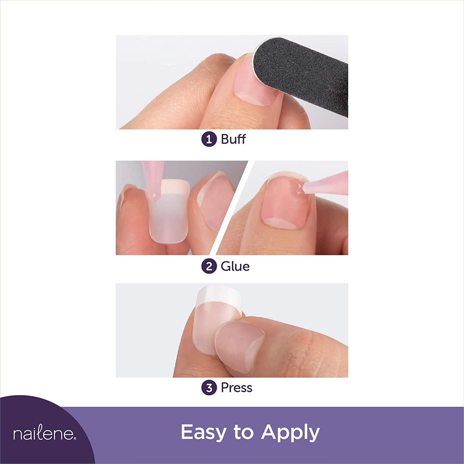 Nailene So Natural Short French Pink Fake Nail Kit | 28 Nails & Glue ...