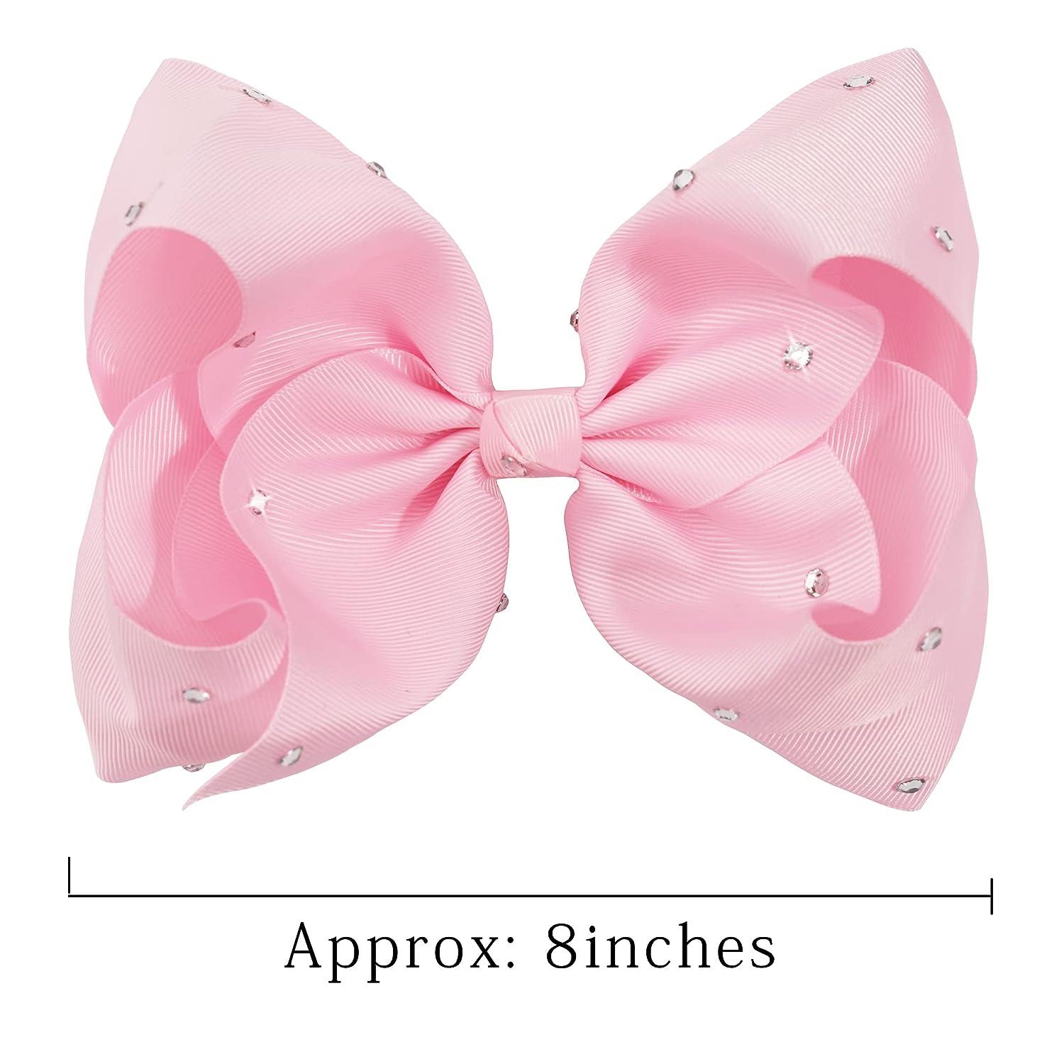 Sparkly Rhinestone 8-Inch Hair Bows Clips - 14 Piece Set for Girls ...