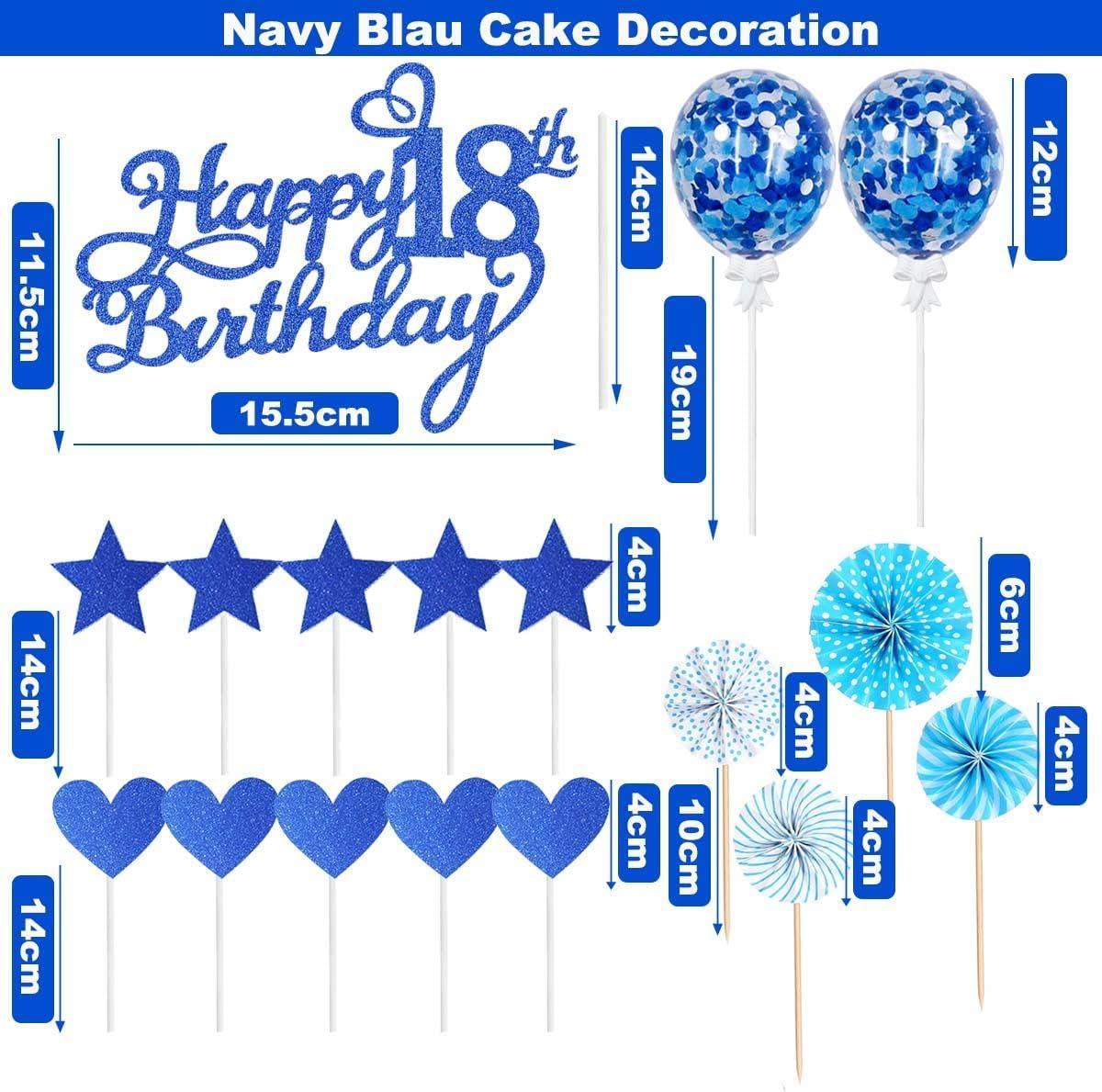 Cake Decoration 18th Birthday Navy Blue Girl Boy 18 Years Birthday Cake ...