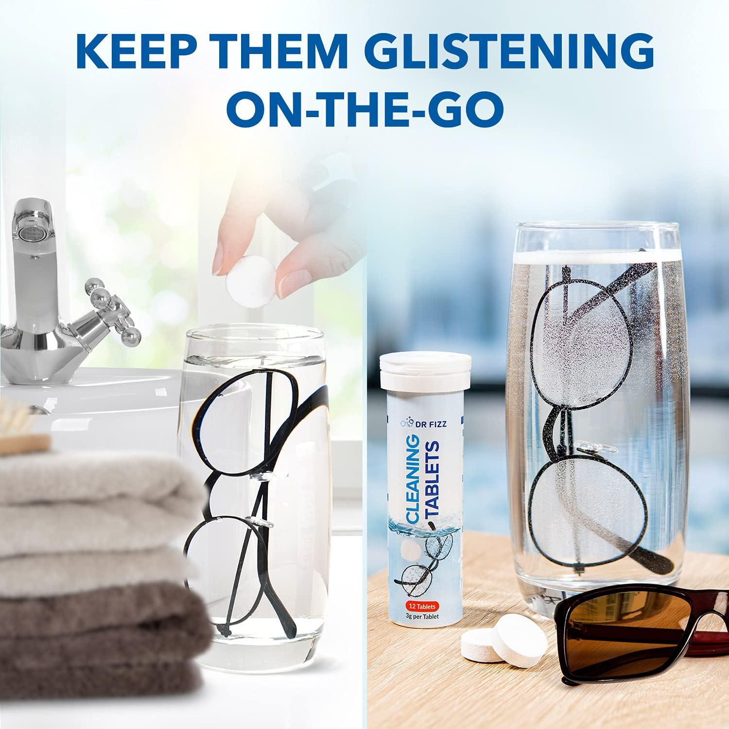 DR FIZZ Glass Cleaning Tablets - 12 Pack Eye Glasses Cleaner Tablets ...