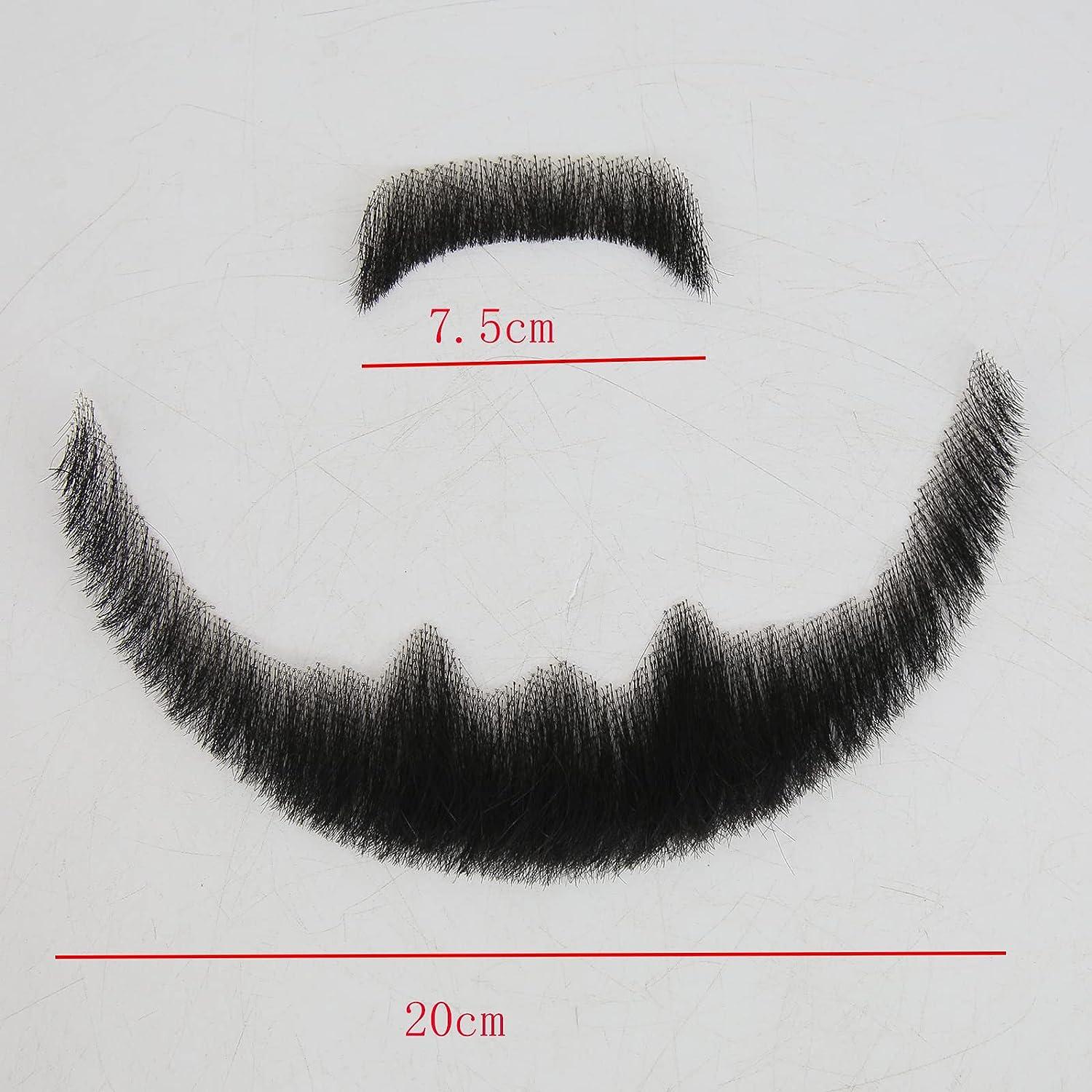 ZigZag Black Human Hair Beard Extension for Men - Realistic Costume ...