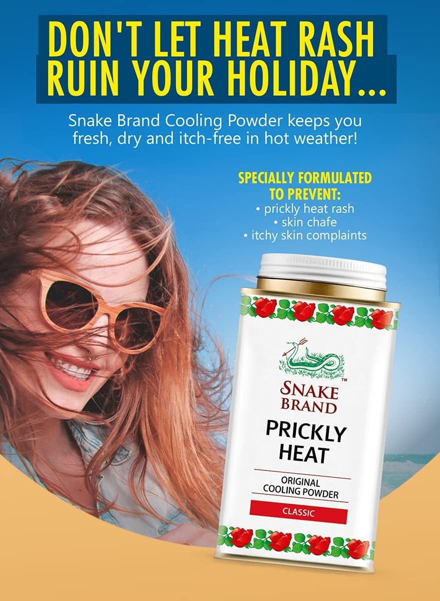 SNAKE BRAND Prickly Heat Cooling Body Powder 140g (Classic Pack of 3 ...