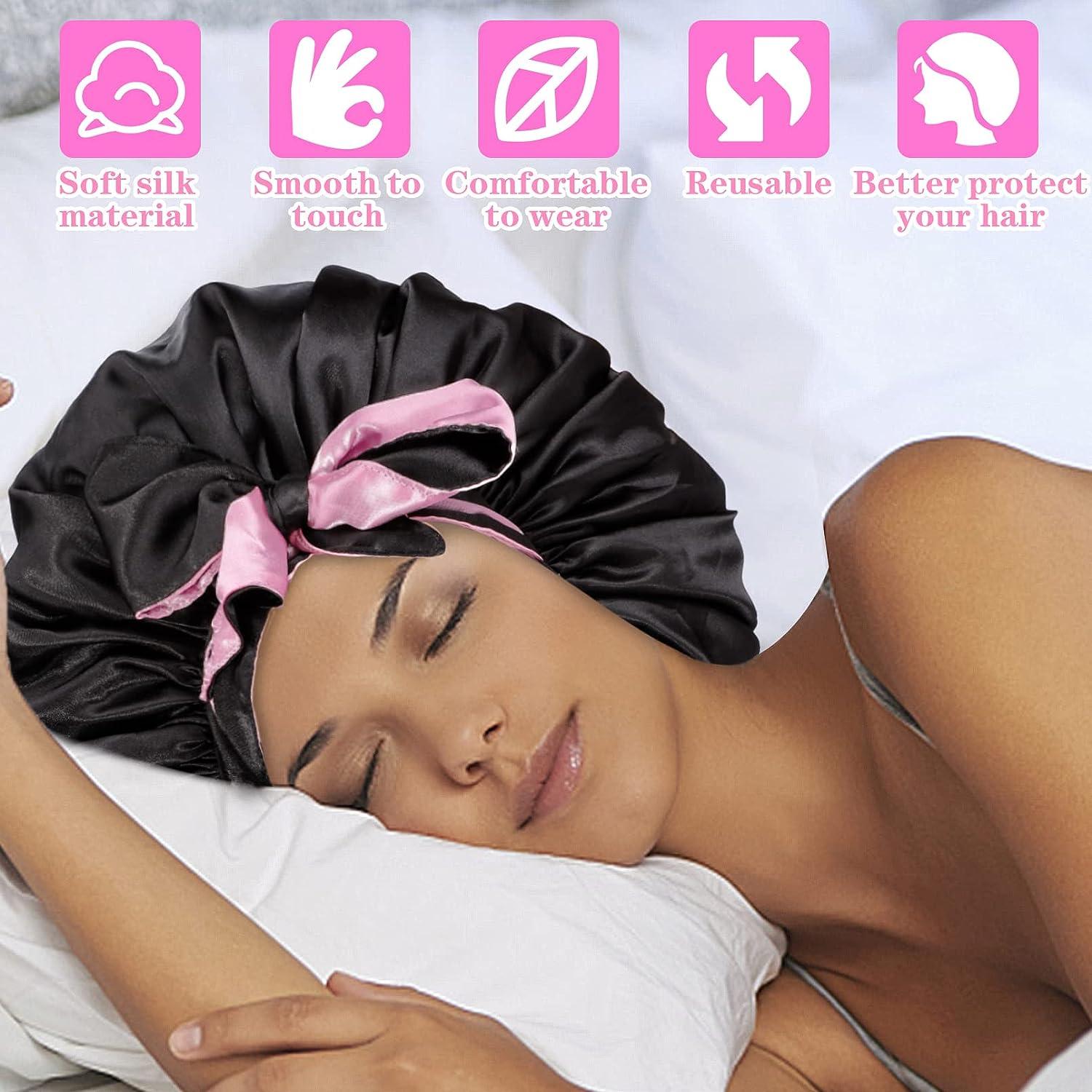 Jumbo Reversible Silk Satin Bonnet for Black Women - Adjustable Extra ...
