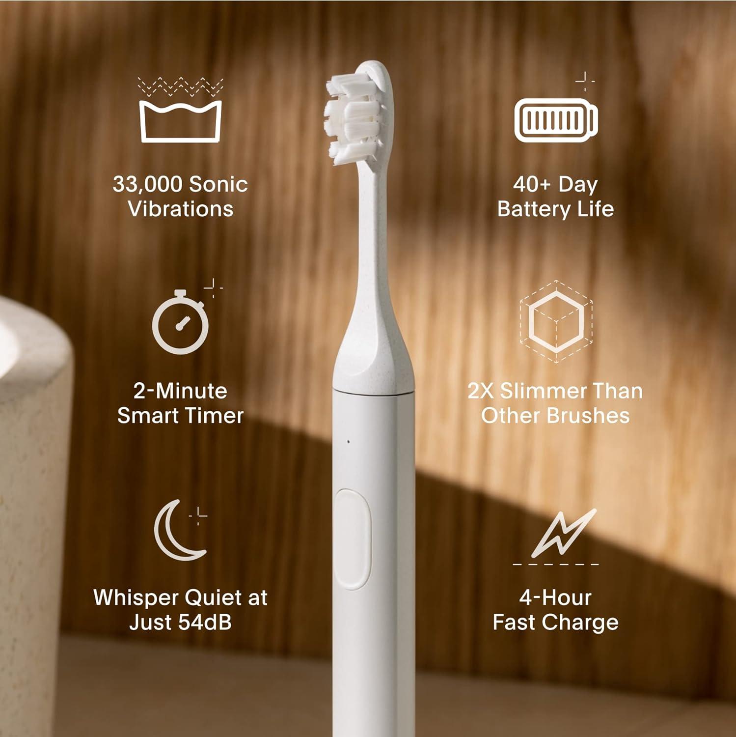 SURI Sustainable Sonic Toothbrush - Recyclable Plant-Based Head, 2 ...