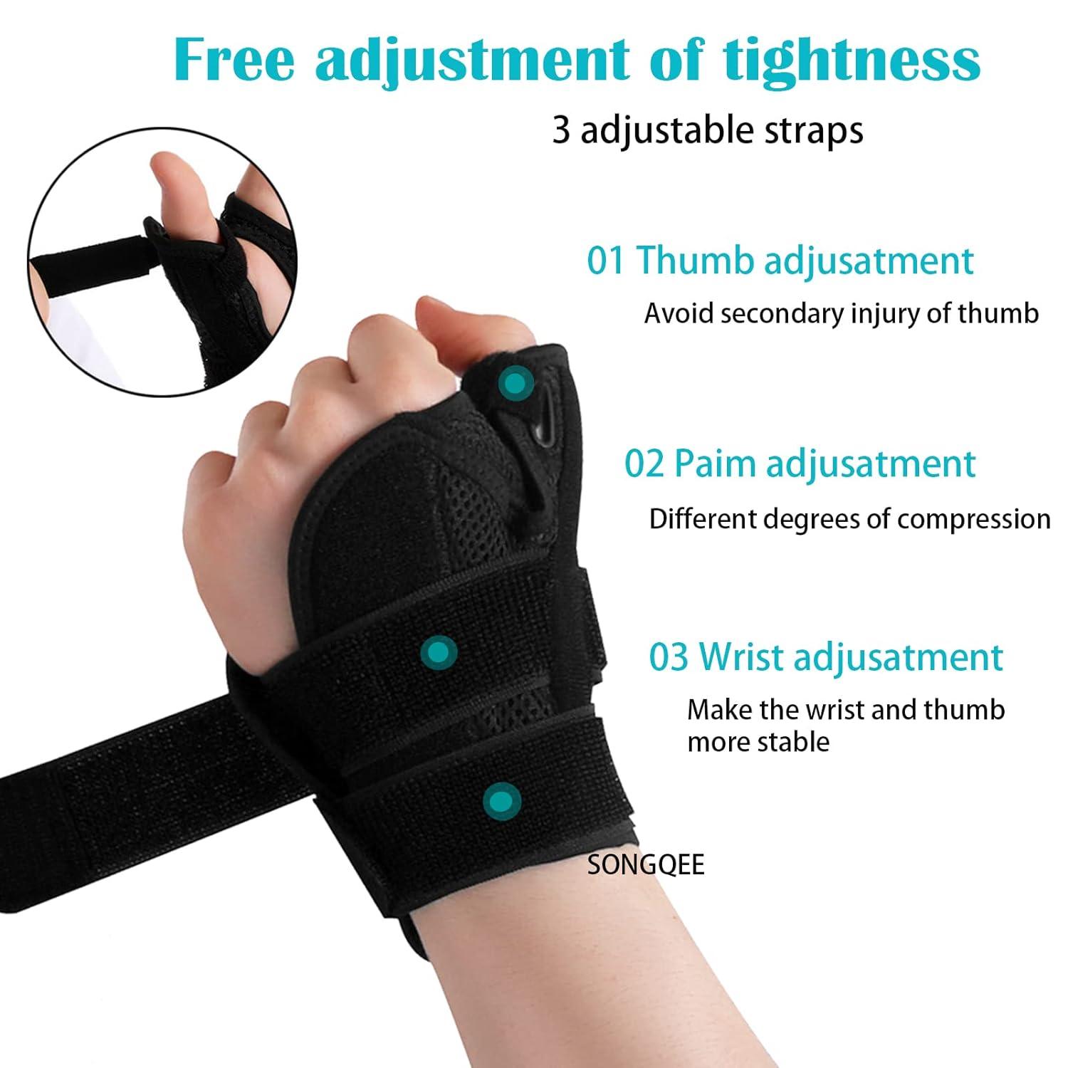 SONGQEE Wrist Thumb Supports Splint Brace - Adjustable Hand Straps for ...