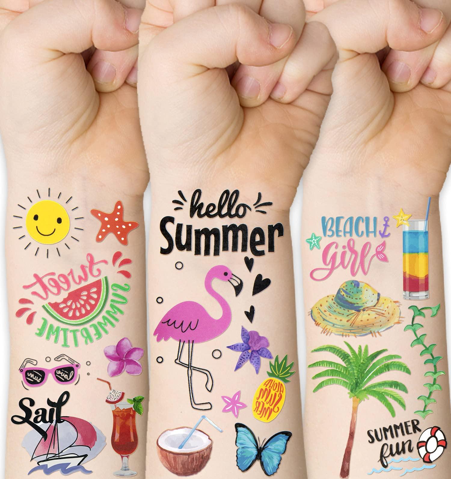 WHXGQ Waterproof Temporary Tattoos for Kids - Hawaiian Party Stickers ...