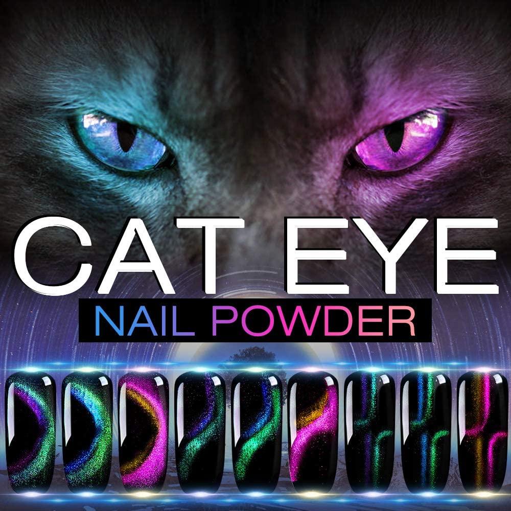 Cat Eye Chrome Nail Powder Set - Achieve Cat Eye and Chameleon Mirror ...
