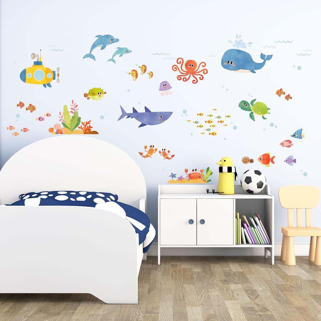 Decowall Dw 1611s Under The Sea Wall Stickers Ocean Fish Jellyfish