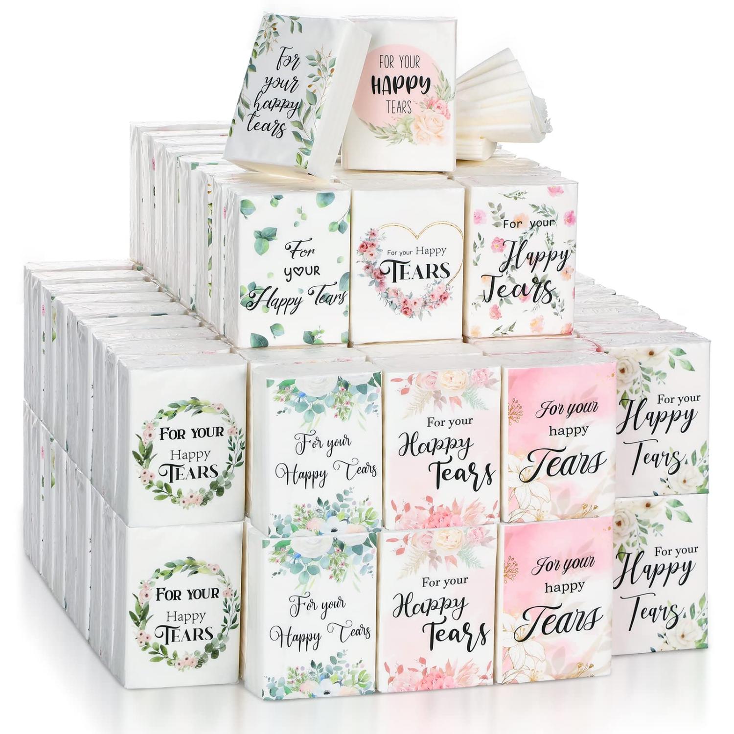 100 Wedding Tissues Pack for Guests - Individually Packed Facial ...