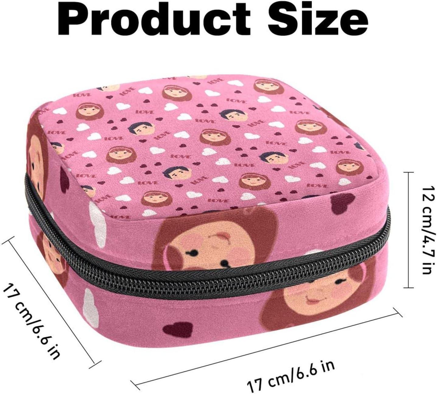 Pink Cartoon Girl Heart Pattern Storage Bag Portable Menstrual Cup ...