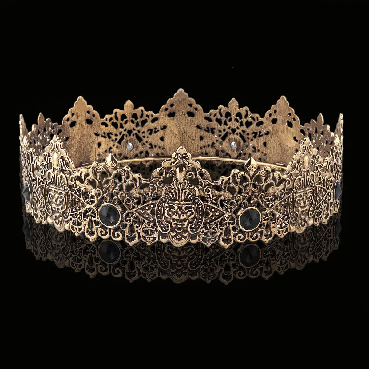 King Men Tiara Crown - Dark Gold Crystal Headband for Prom, Birthday ...