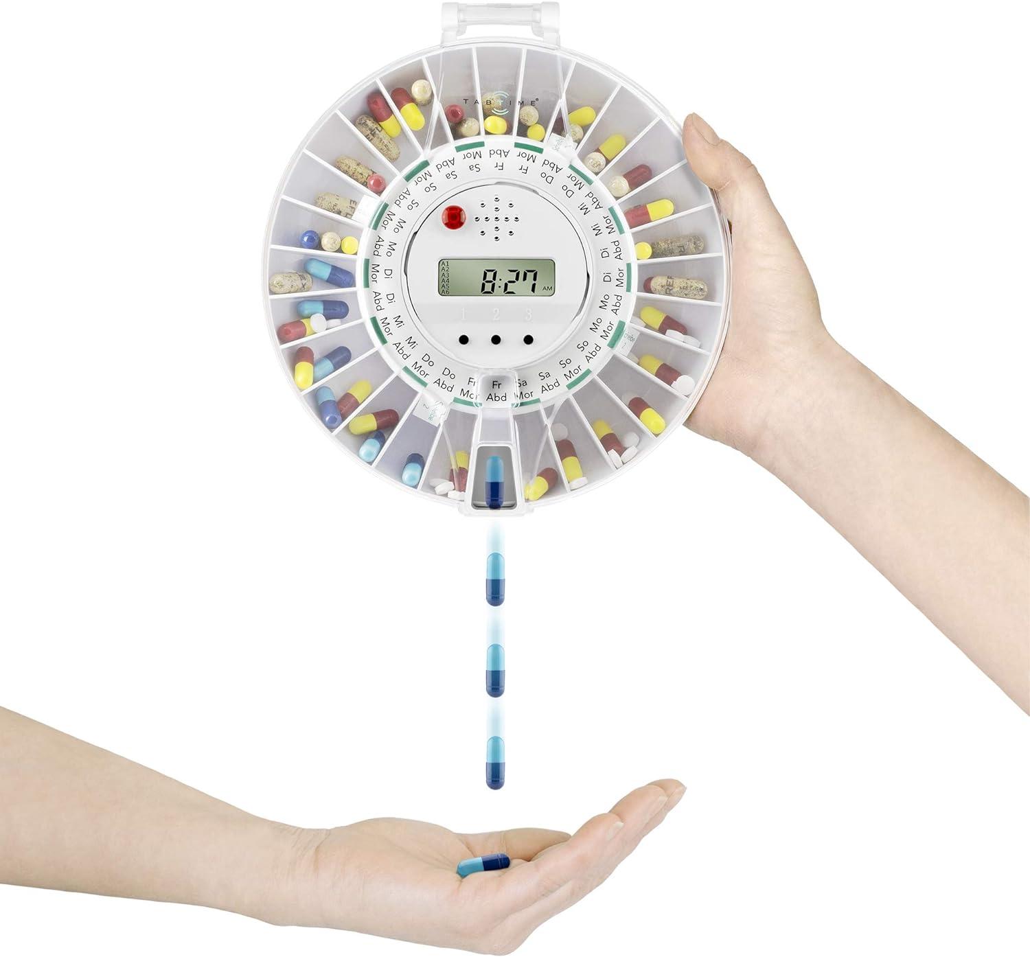 TabTime Automatic Pill Dispenser: 6 Alarms, Lockable Lid - UK Customer ...