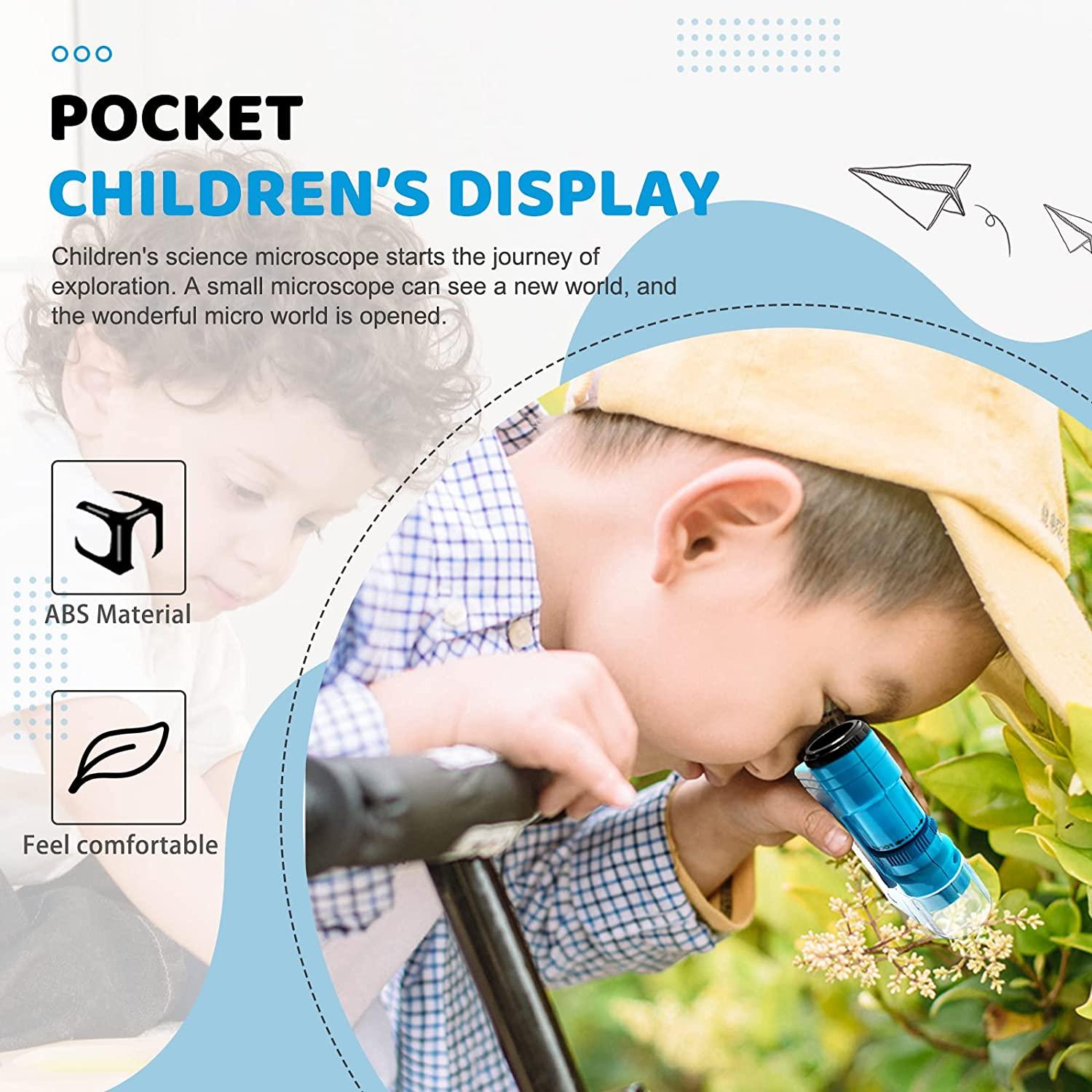 Pocket Microscope for Kids - 50x Zoom Handheld Science Toy for Ages 4 ...