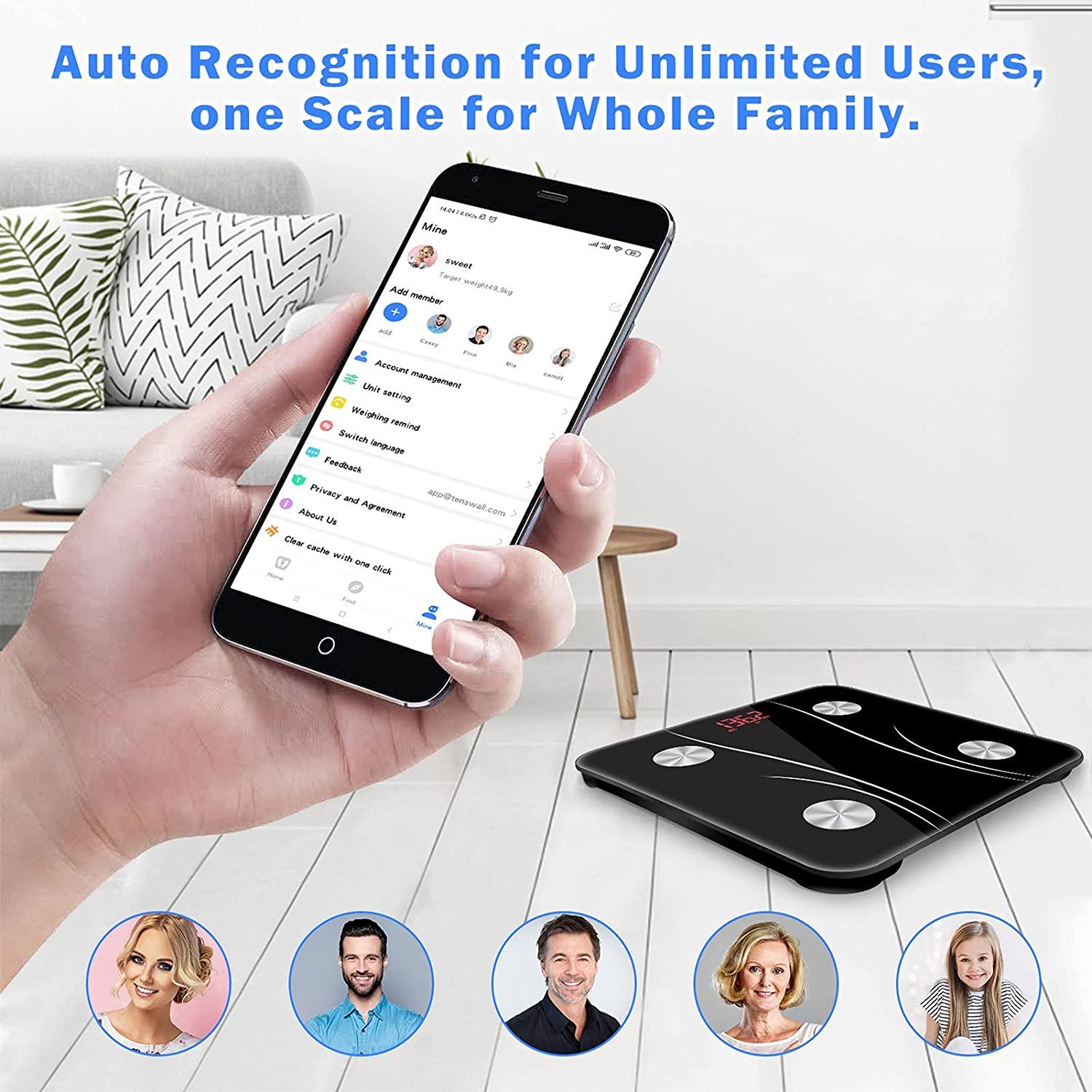 Smart Bluetooth Body Weight Scale with Health Analyzer - 400lb Capacity ...