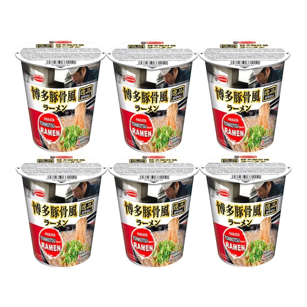 Acecook Ippin Instant Ramen Cup Hakata Tonkotsu Flavour 74g (Pack of 6 ...