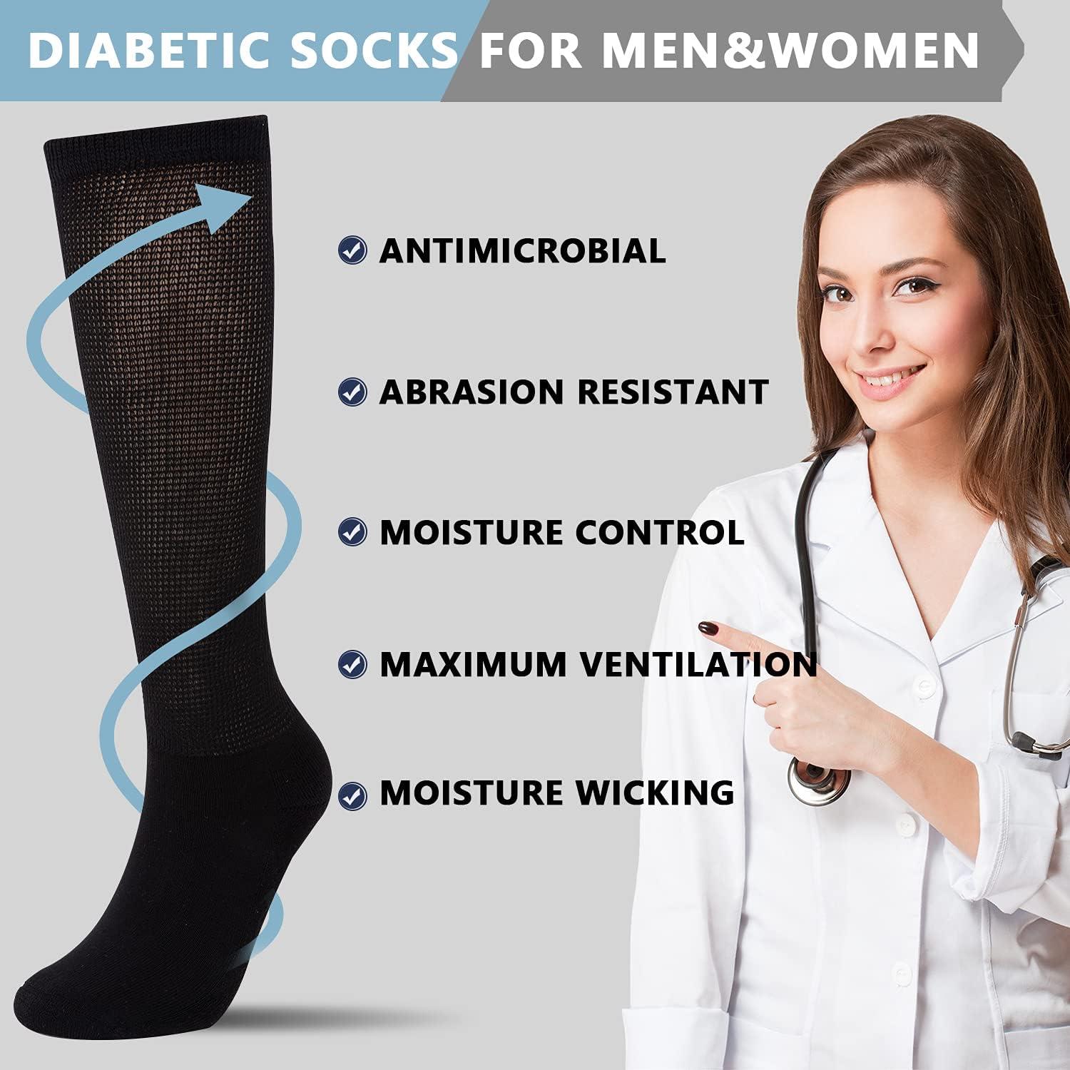 Athlemo Bamboo Diabetic Knee High Socks 4 Pairs - Men & Women ...