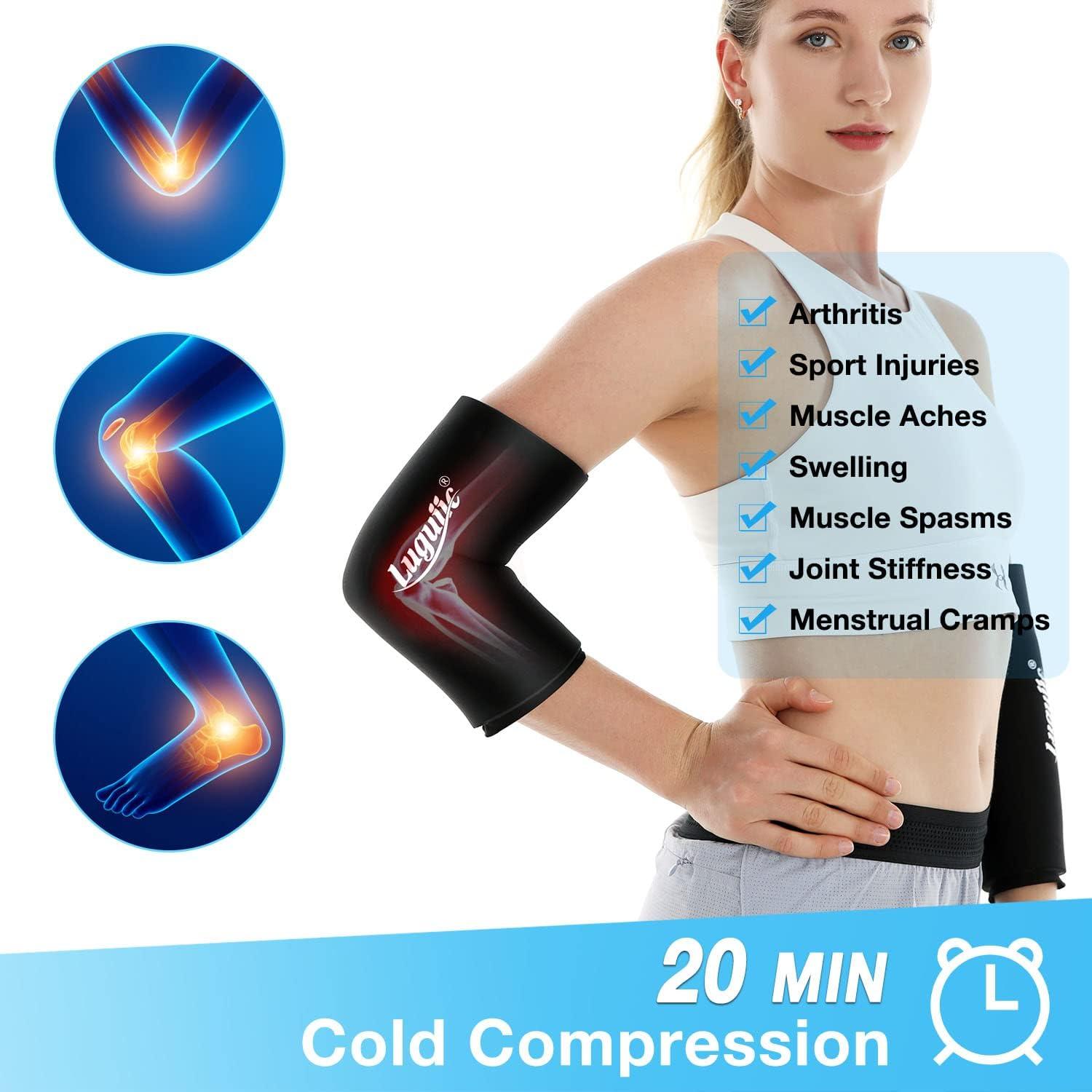 Luguiic Knee & Elbow Ice Pack Cold Compression Sleeve - Reusable Pain ...