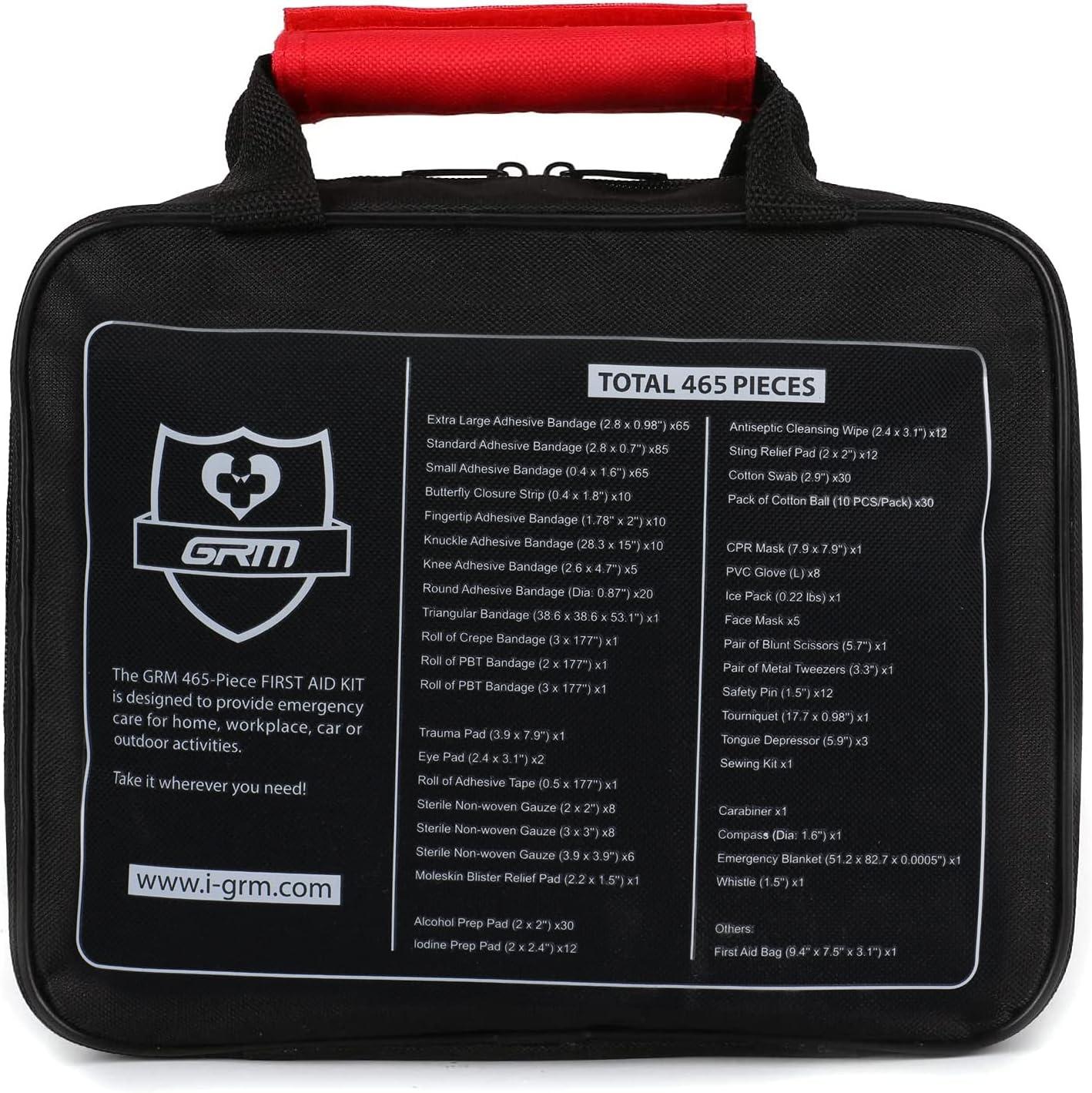 GRM Upgraded 465-Piece First Aid Kit for Car, Home, Outdoors, Camping ...