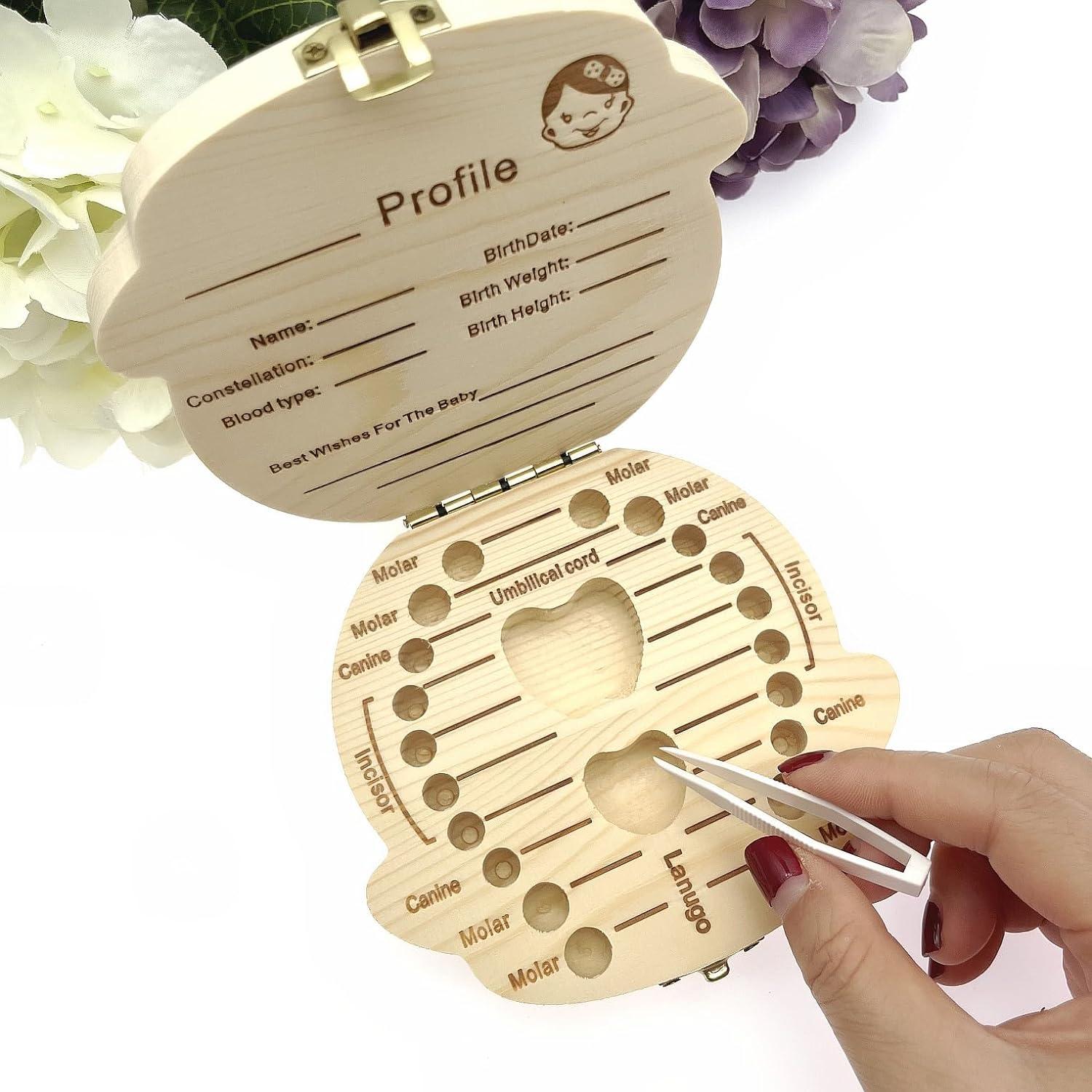 JZK Wooden Baby Milk Teeth Keepsake Box - Perfect Gift for Girls | Baby ...