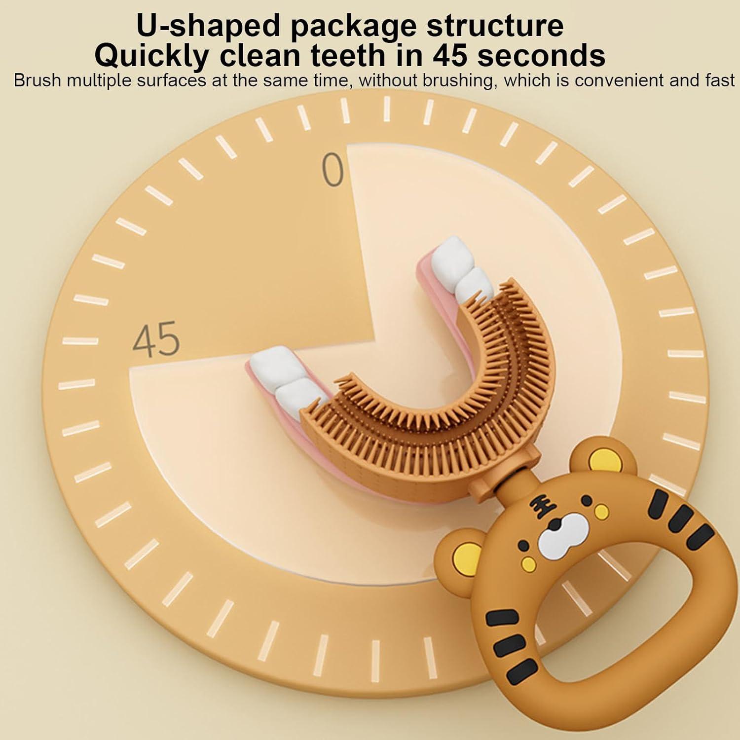 Beedozo U-Shaped Toothbrush for Children | Soft Silicone Cartoon Tiger ...
