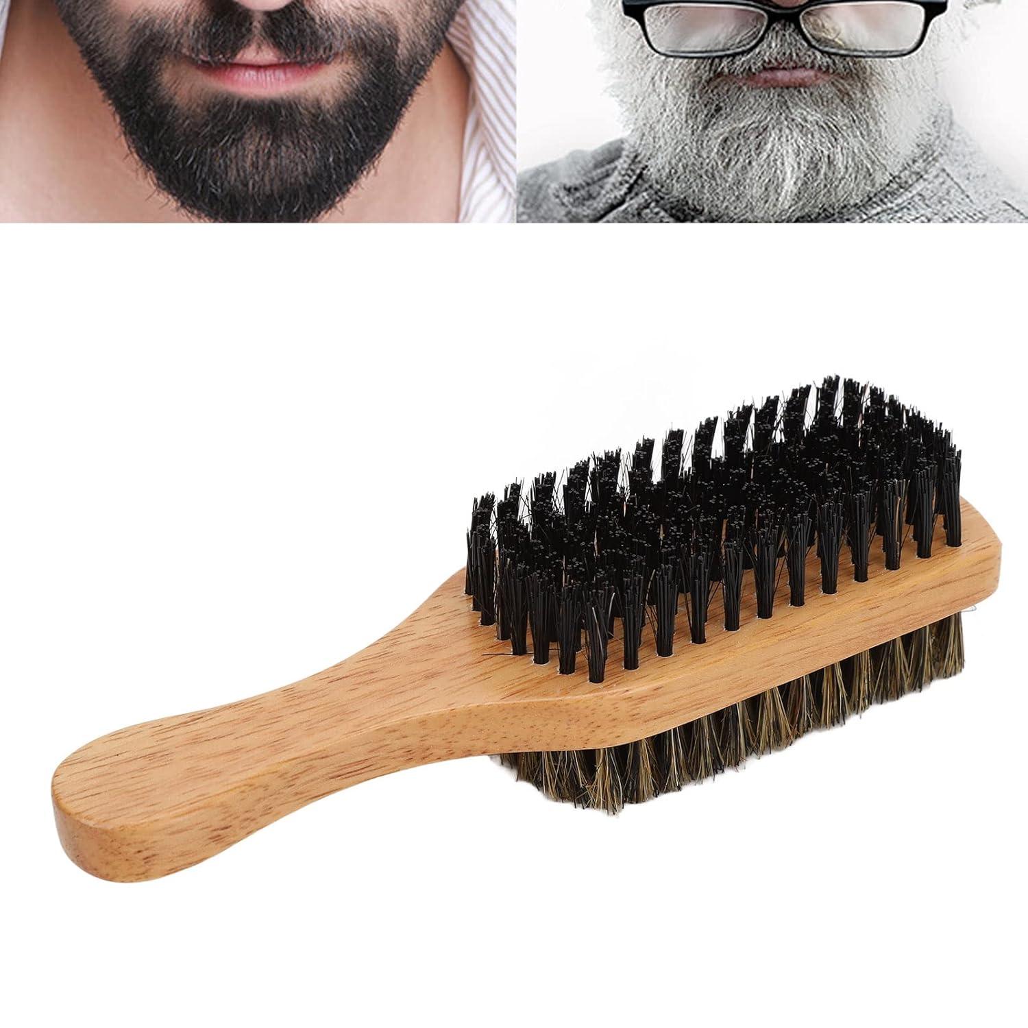 Double-Sided Hairbrush & Mustache Brush for Men | Rubber Wood Handle ...