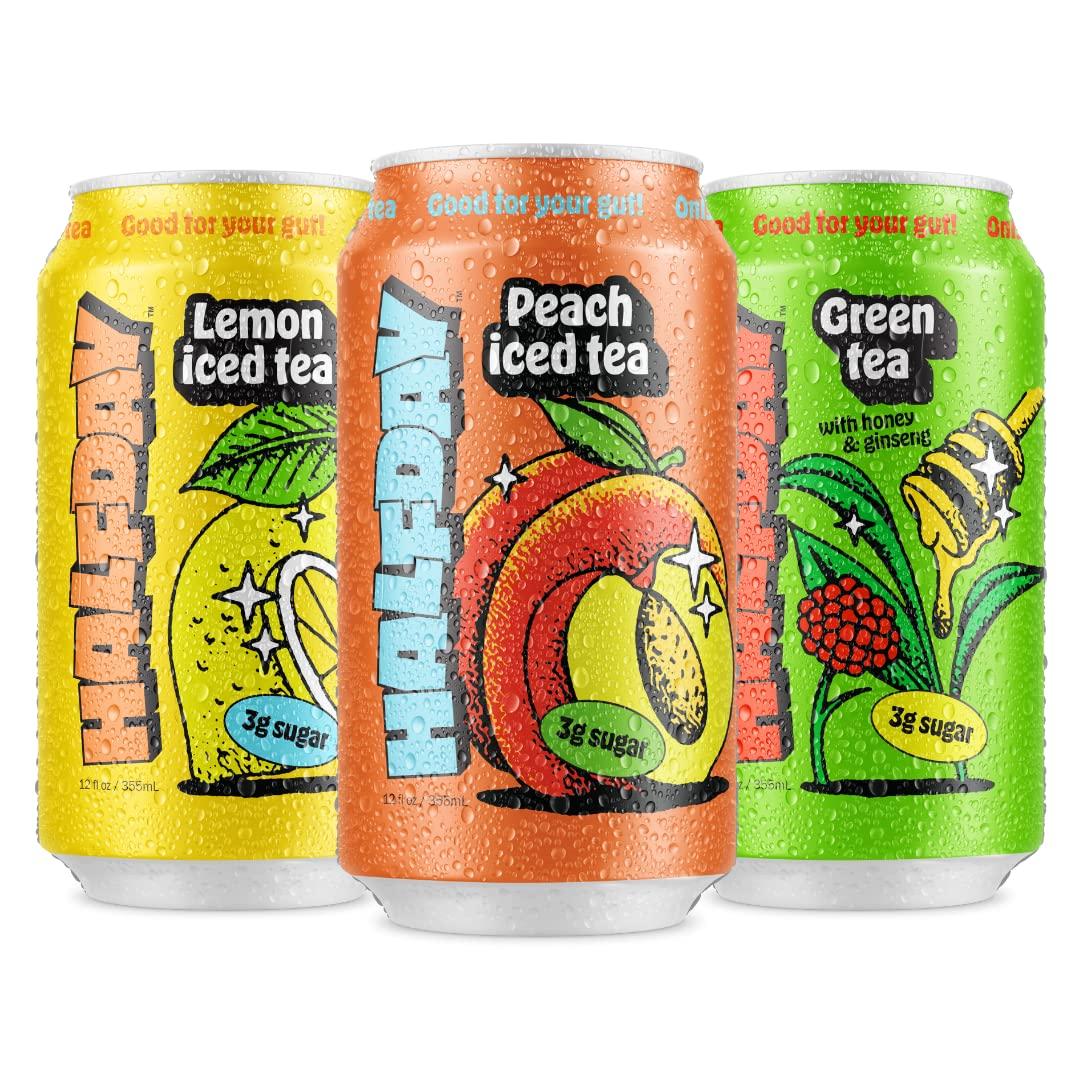 Halfday Prebiotic Iced Tea Variety 12-Pack - Nostalgic Flavor, Low ...