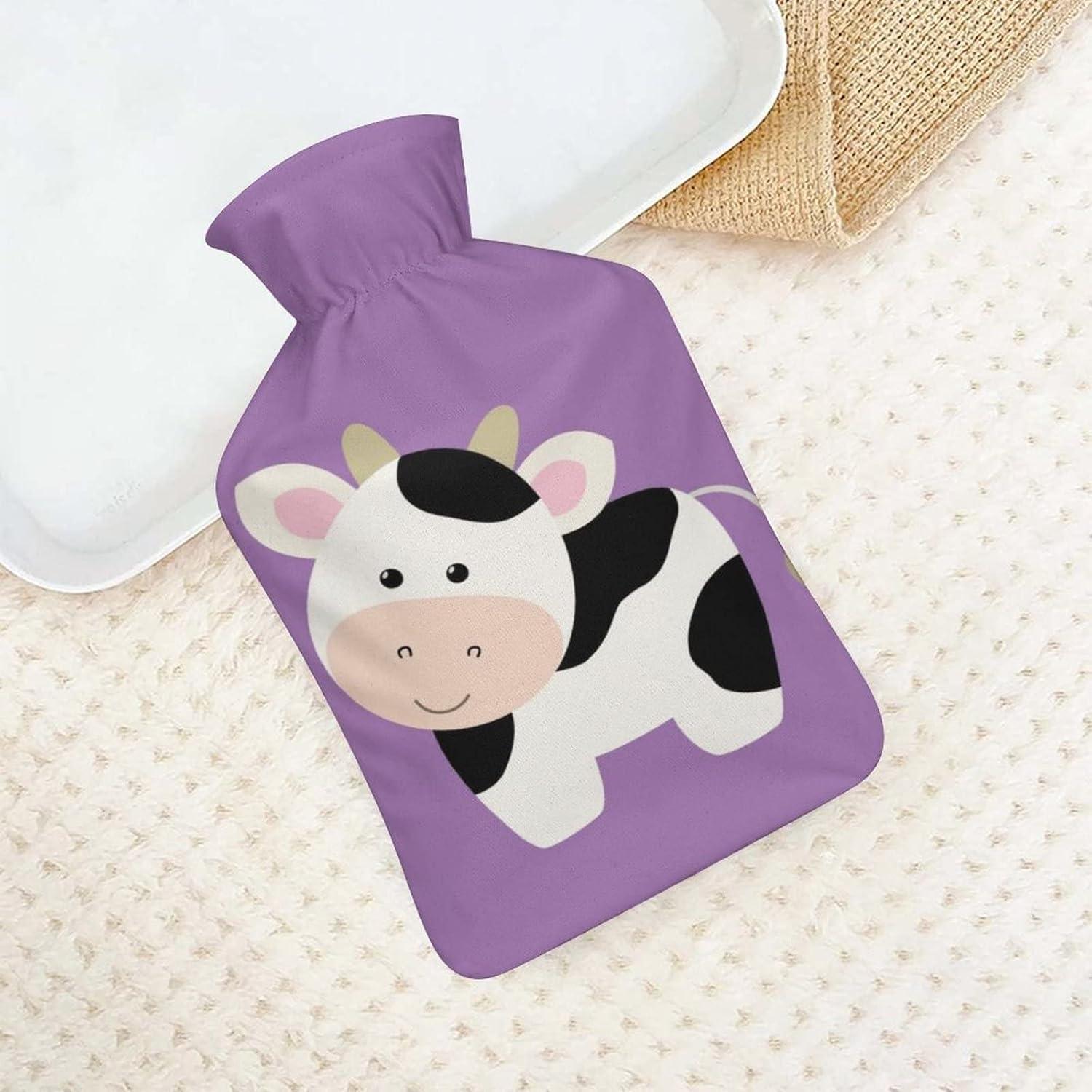 Cute Cow Hot Water Bottle with Plush Cover - Hand Warmer for Adults ...