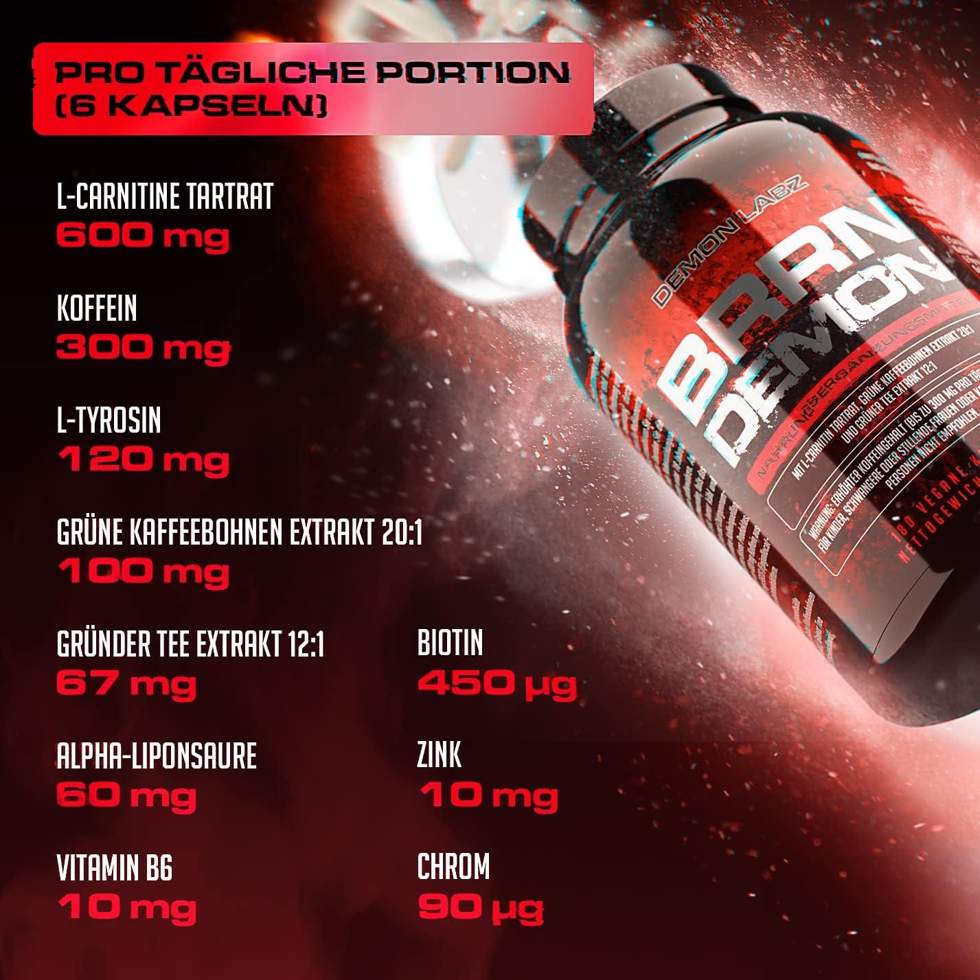 Brrn Demon - High-Dose L-Carnitine & Zinc Formula for Fatty Acid ...