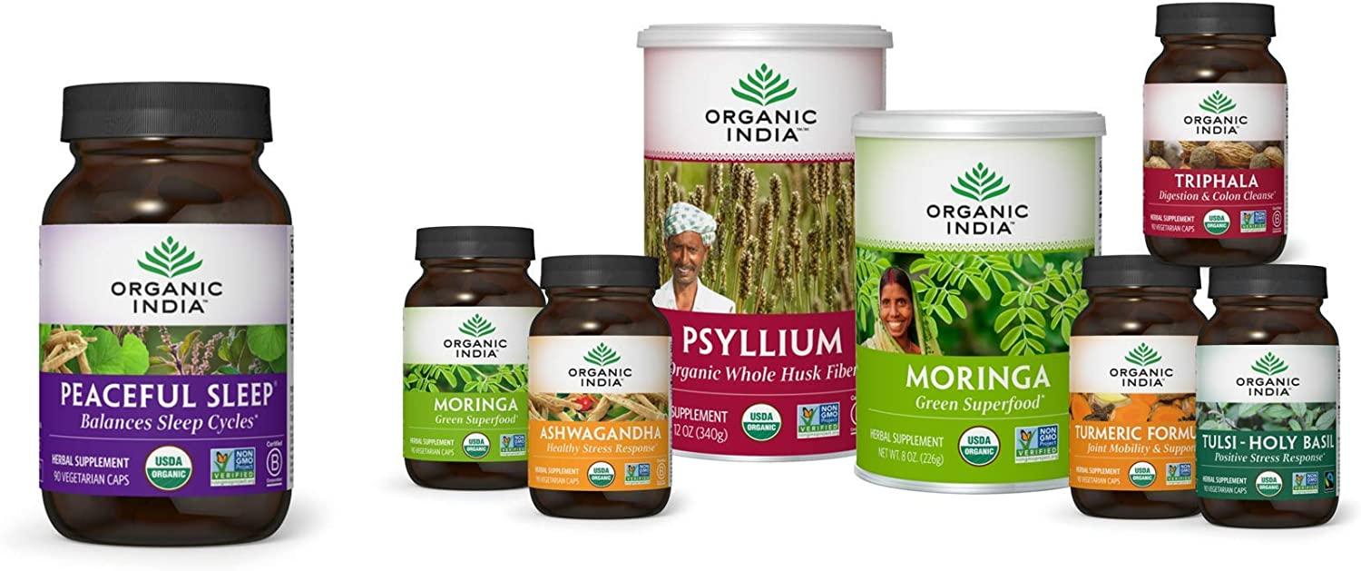 Organic India Peaceful Sleep Herbal Supplement - Vegan, Non-GMO, USDA ...