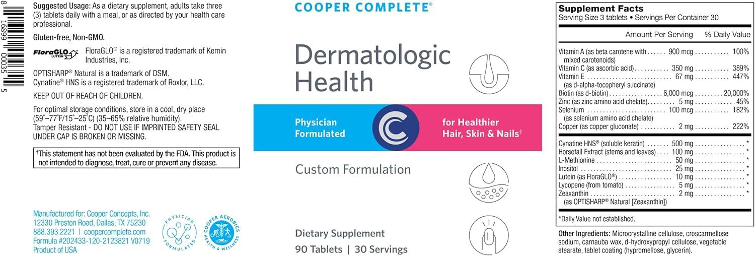 Cooper Complete Dermatologic Health Supplement with Biotin - 30 Day ...