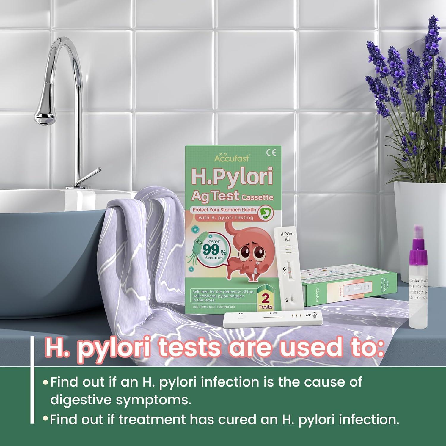 Accufast Helicobacter Pylori Quick Test - At-Home H.Pylori AG Stool ...