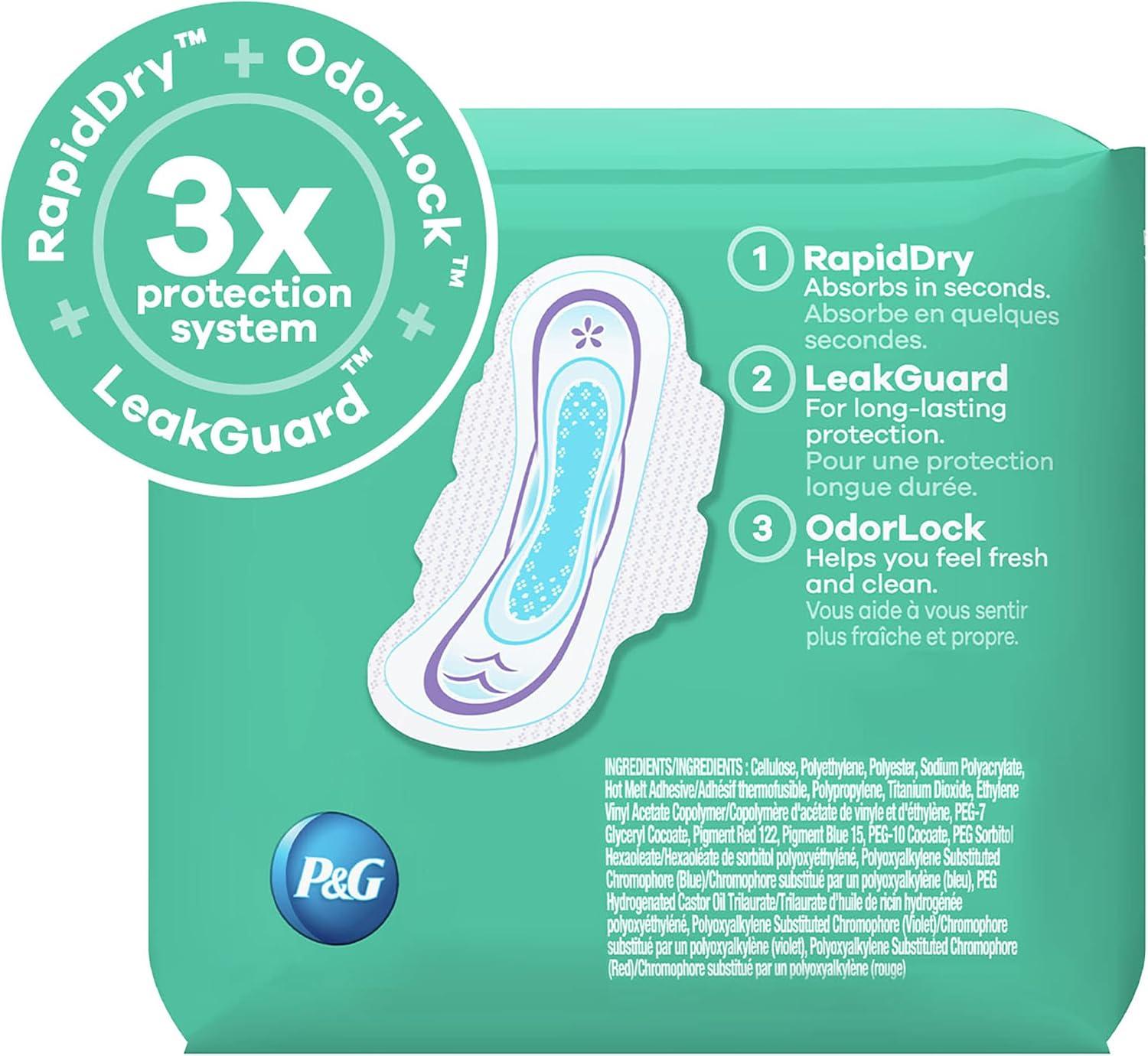 Always Ultra Thin Feminine Pads For Women, Size 1 Regular Absorbency ...