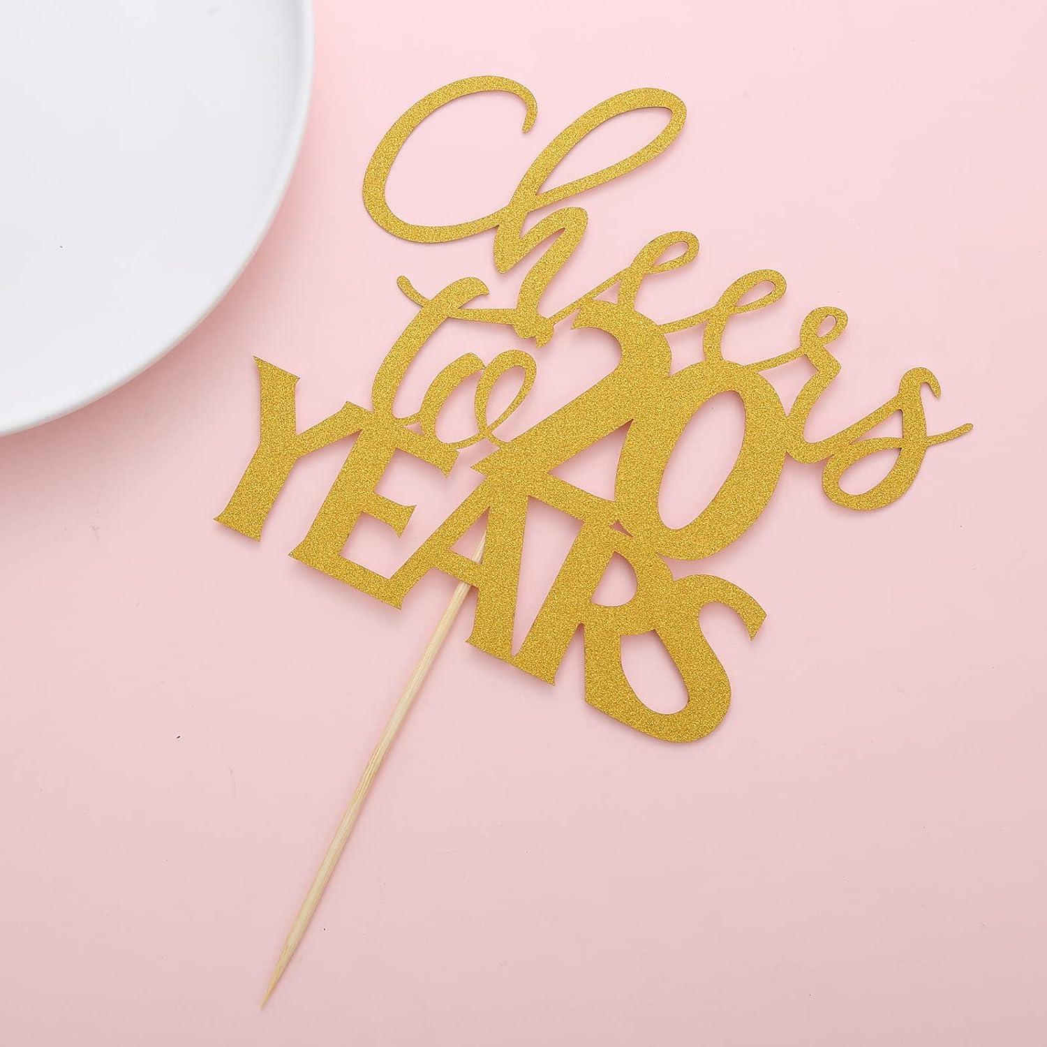 Cheers 20 To Years Cake Topper - Gold Glitter Happy 20 Birthday Cake ...