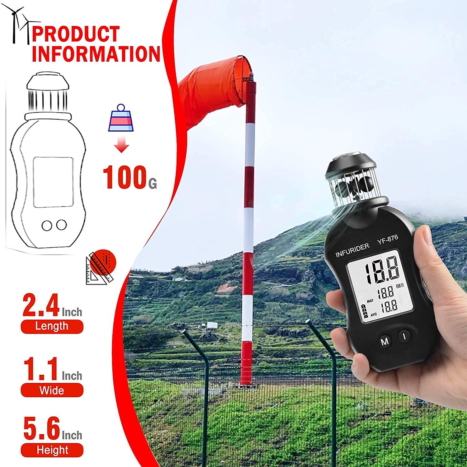 Handheld Wind Measuring Device - Infurider YF-876 Digital Anemometer ...