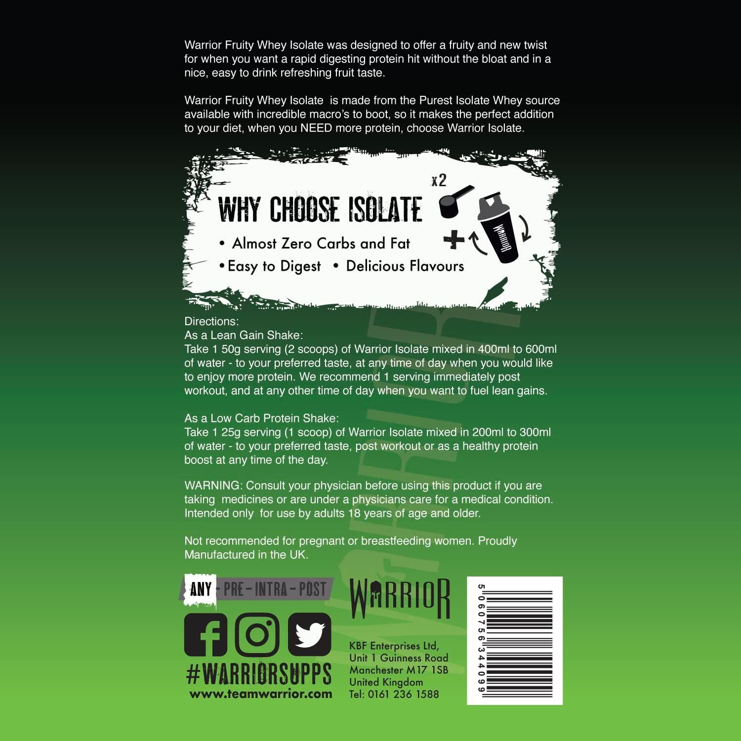 Warrior Fruity Clear Whey Isolate Protein Powder - Sour Apple Flavor ...