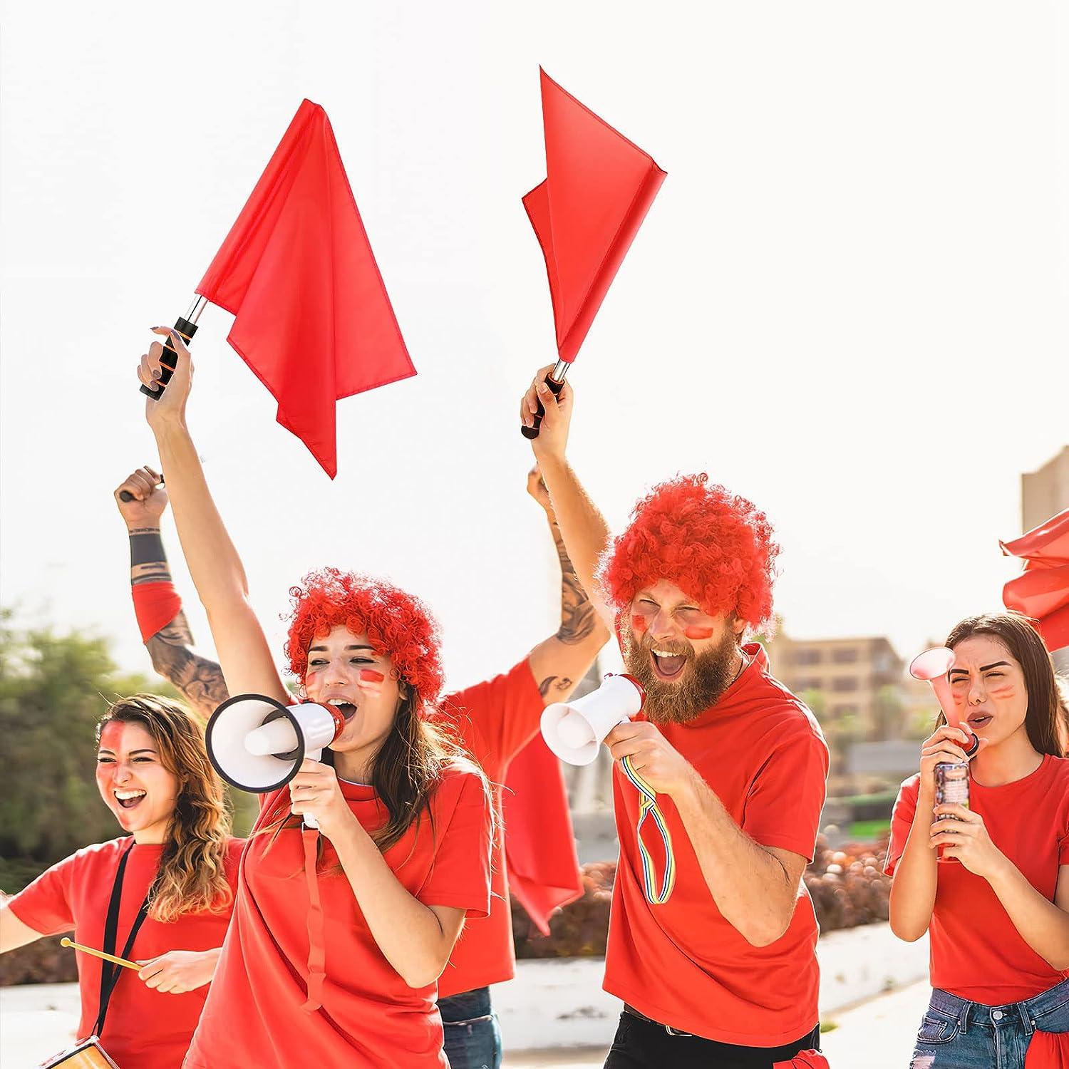 SEWACC 4pcs Stainless Steel Referee Flags - Red Hand Flags for Soccer & Volleyball Matches | Buy ...