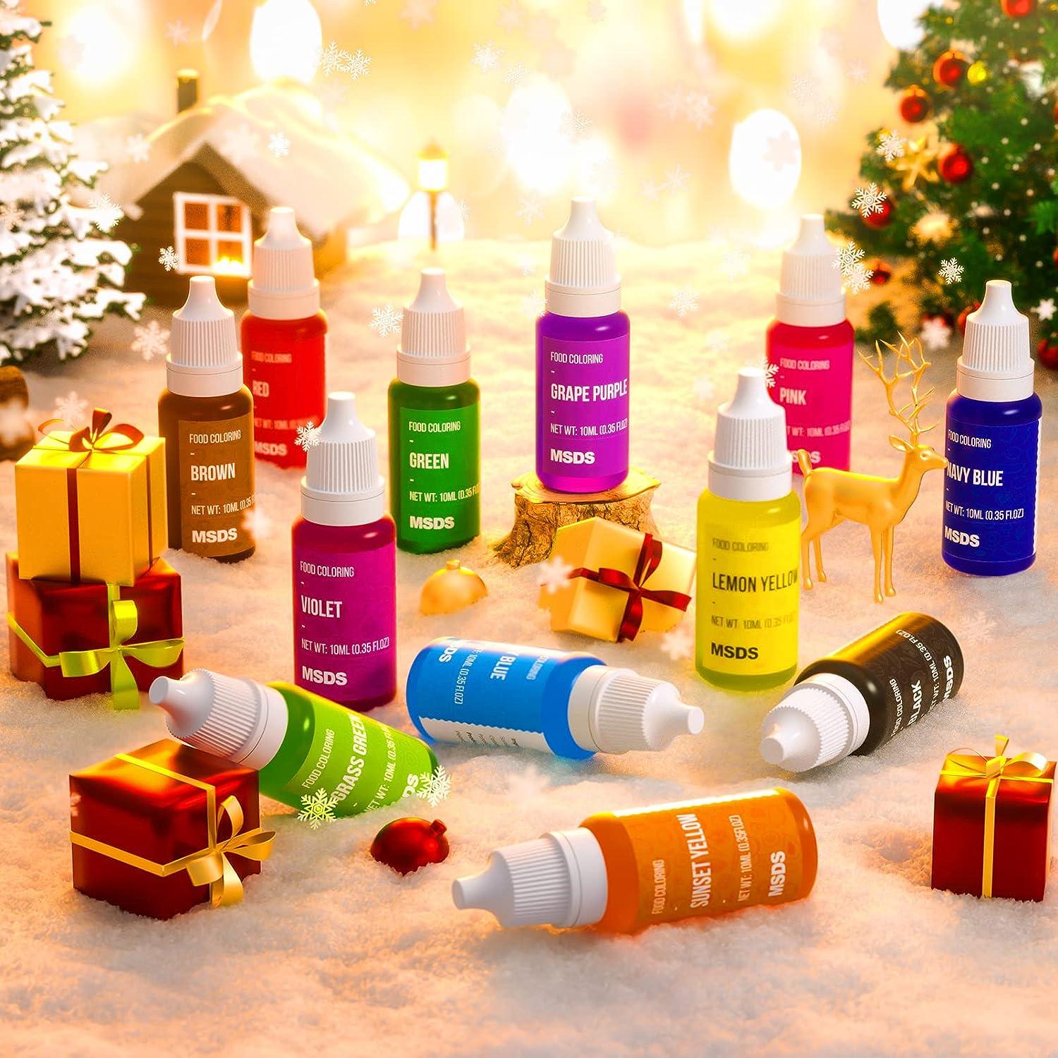 12 Vibrant Color Food Coloring Set - Edible Neon Icing Dye for Baking ...