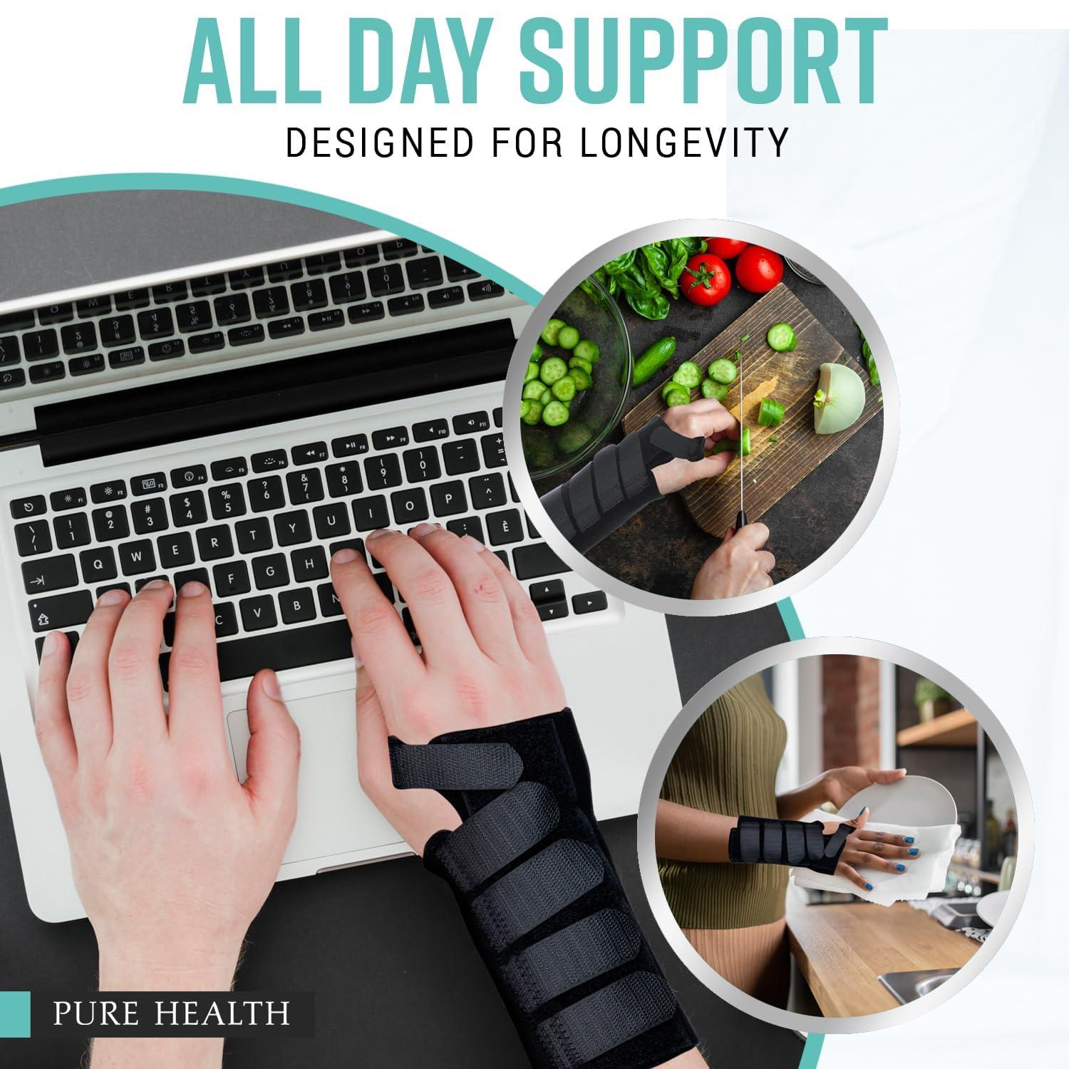 Pure Health Premium Wrist Support Brace - Relieves Carpal Tunnel ...
