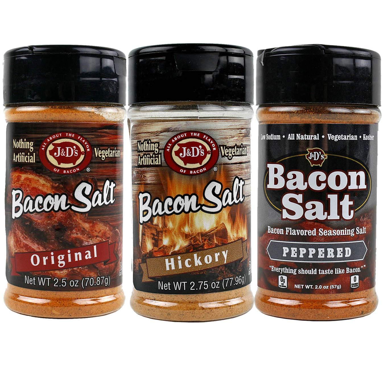 J&D Foods Bacon Salt 3-Pack - Original, Hickory, & Peppered Flavors | Buy Now with Express ...