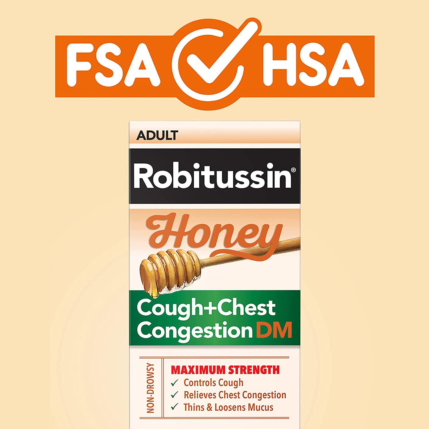 Robitussin Maximum Strength Honey Cough Plus Chest DM - 8 Fl Oz (Pack ...