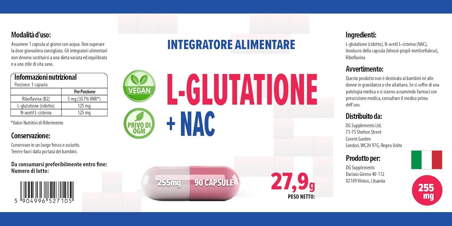 Hepatica L-Glutathione + NAC 255mg | 90 Vegan Capsules | High Strength ...