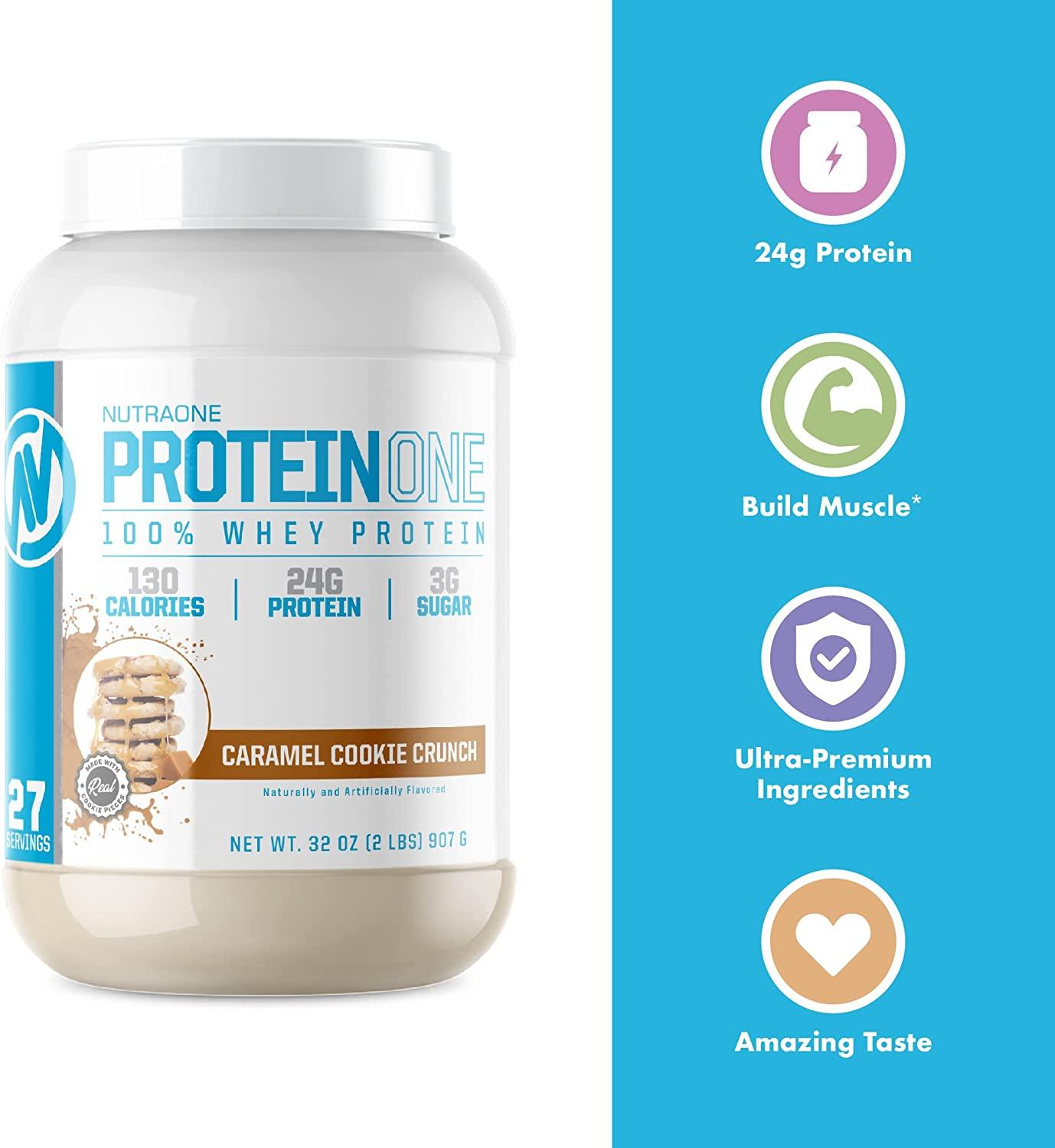 NutraOne ProteinOne Whey Protein: Vanilla Ice Cream 2lb Shake Powder ...