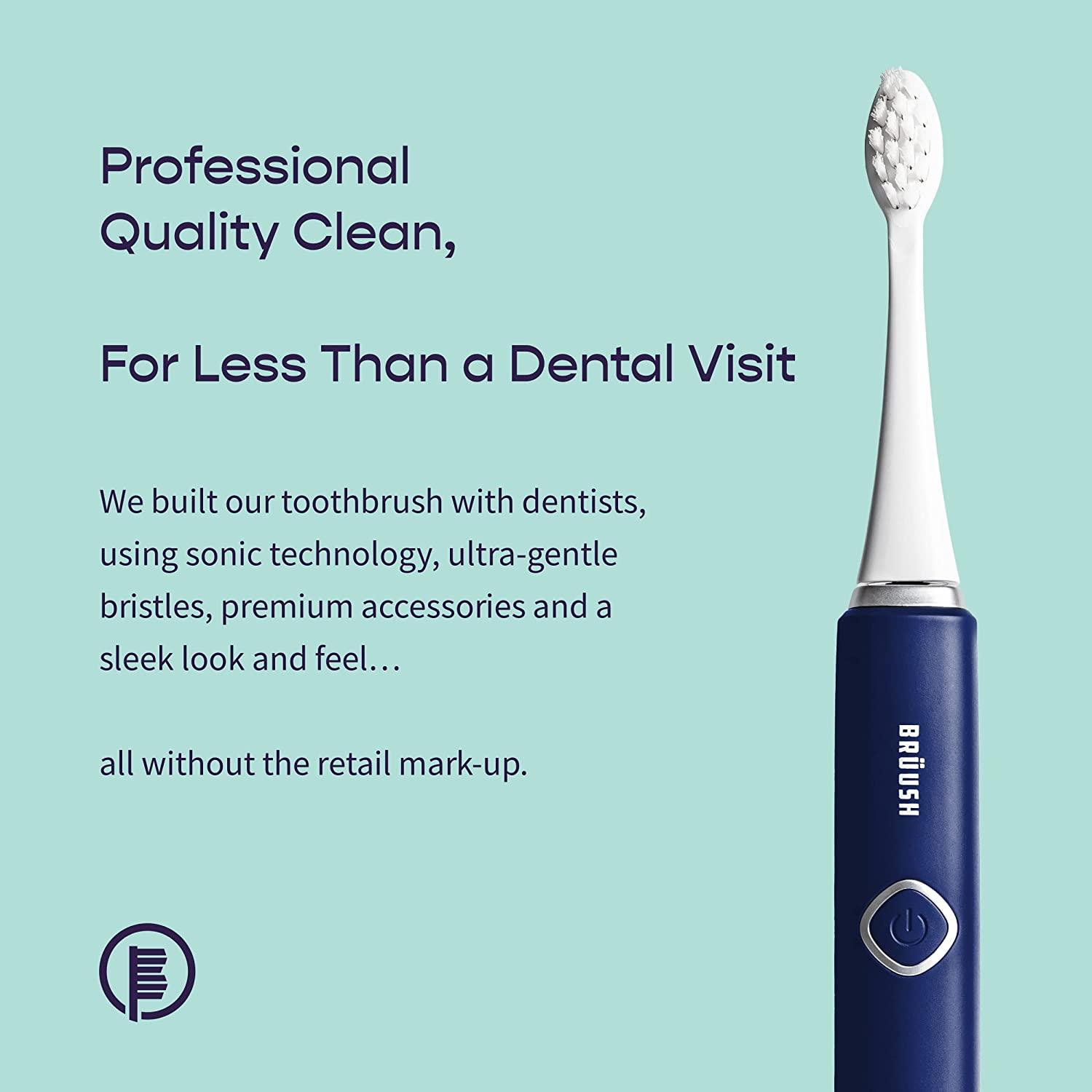 BRUUSH Electric Toothbrush Premium Set with 3 Replacement Heads ...