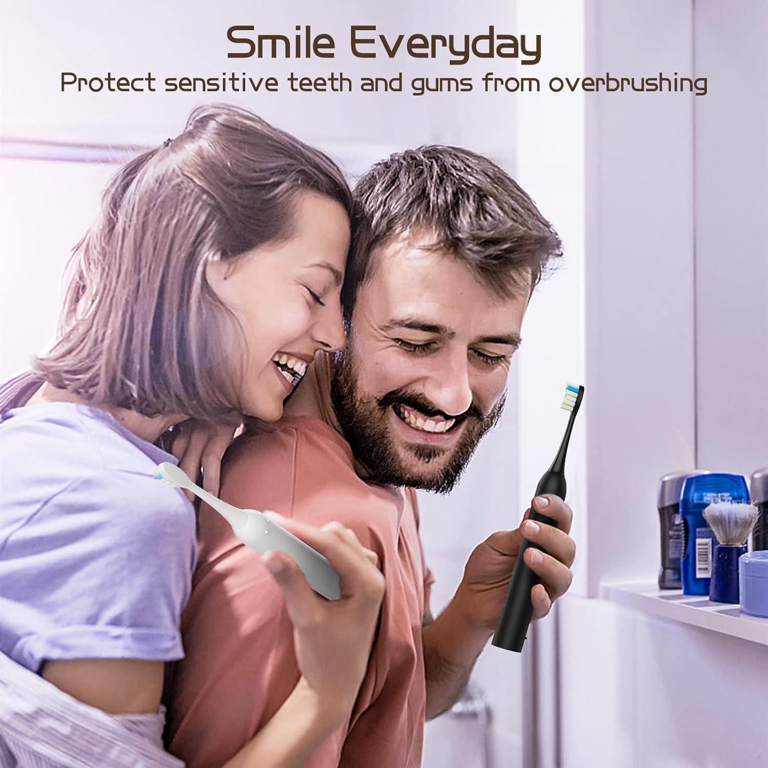 2 Pack Quiet Electric Toothbrushes - Rechargeable Sonic Power, 8 ...