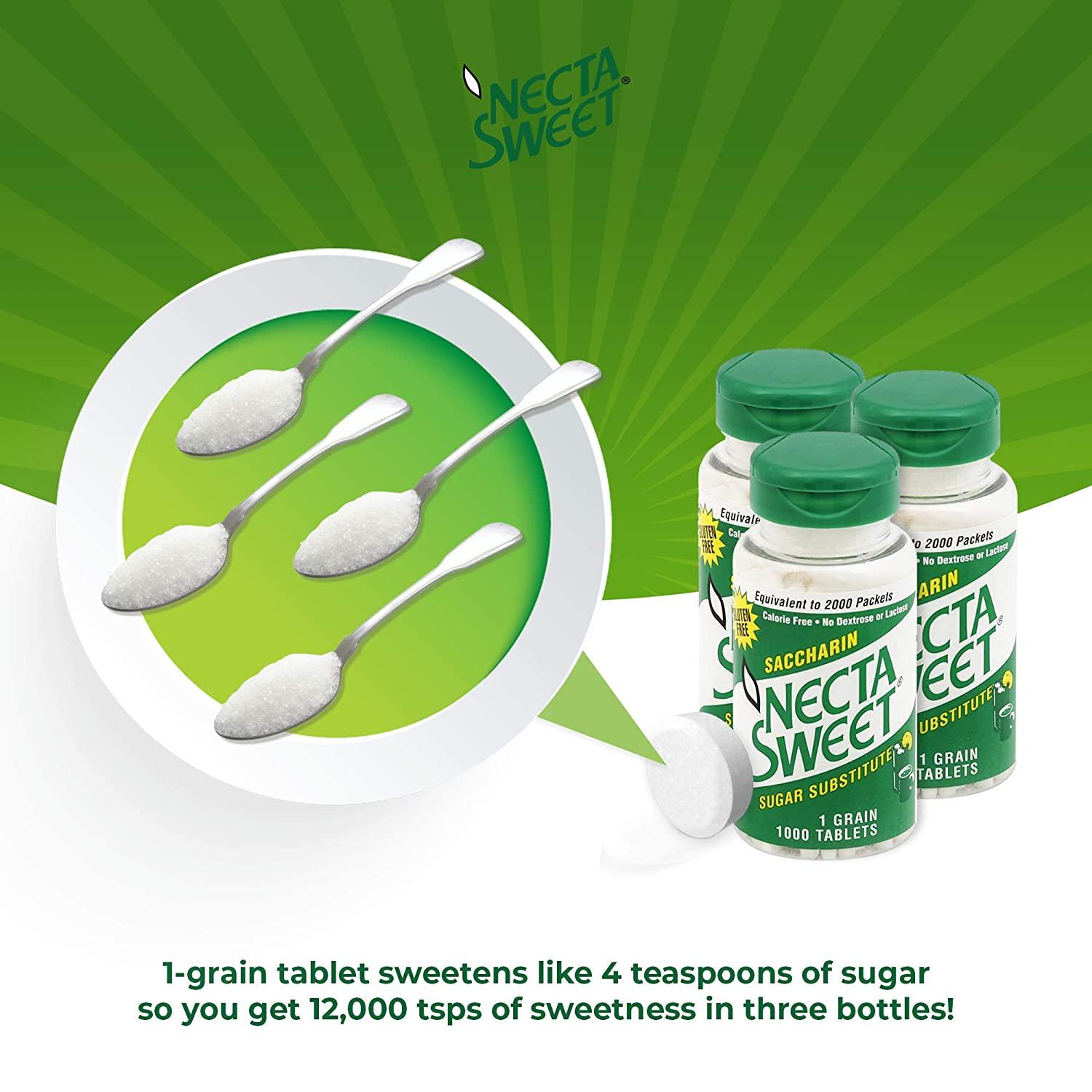Necta Sweet Saccharin Tablets - Zero-Calorie Sugar Substitutes (3-Pack ...