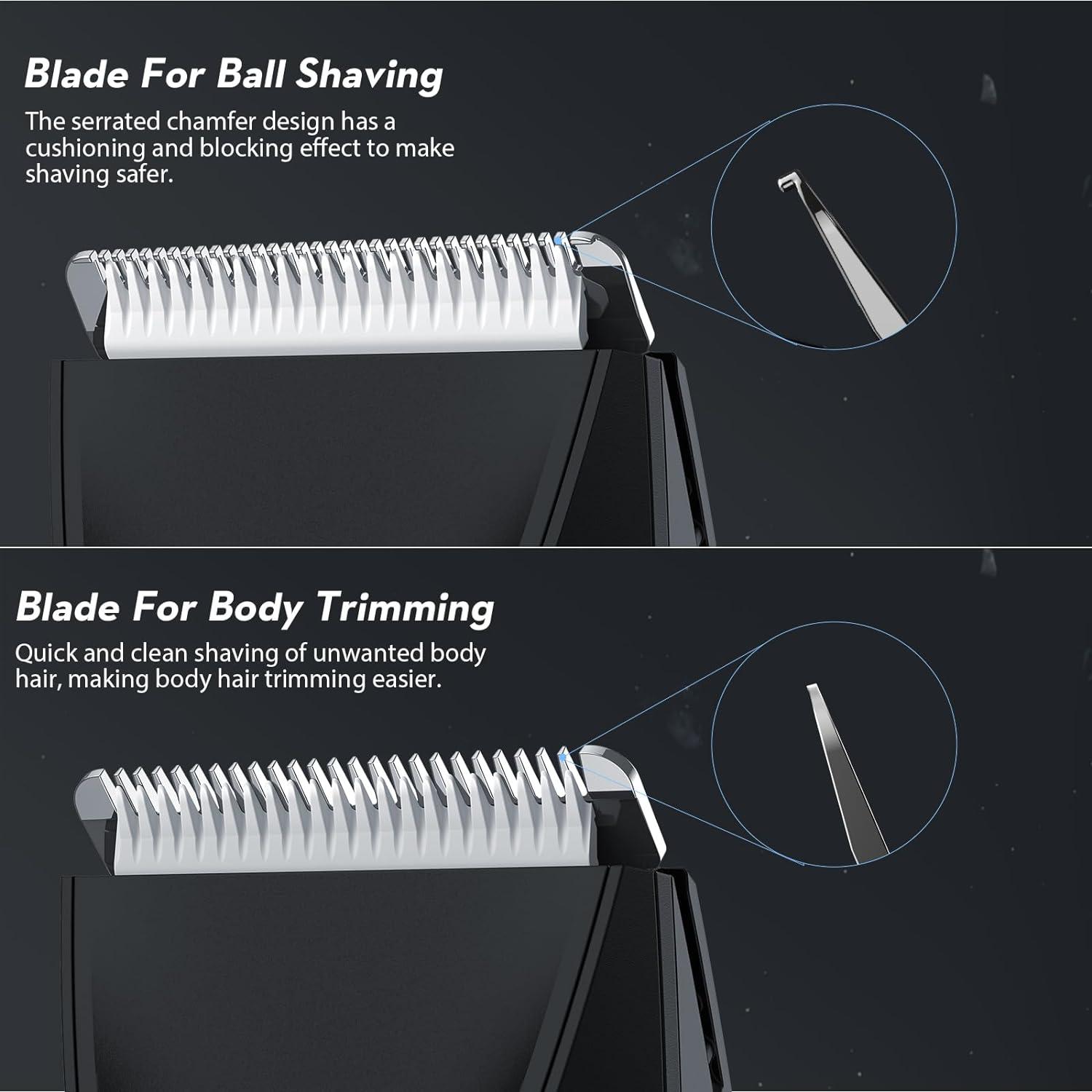 Men's Body Groomer & Ball Trimmer with Ceramic Blades, LED Light, Wet ...