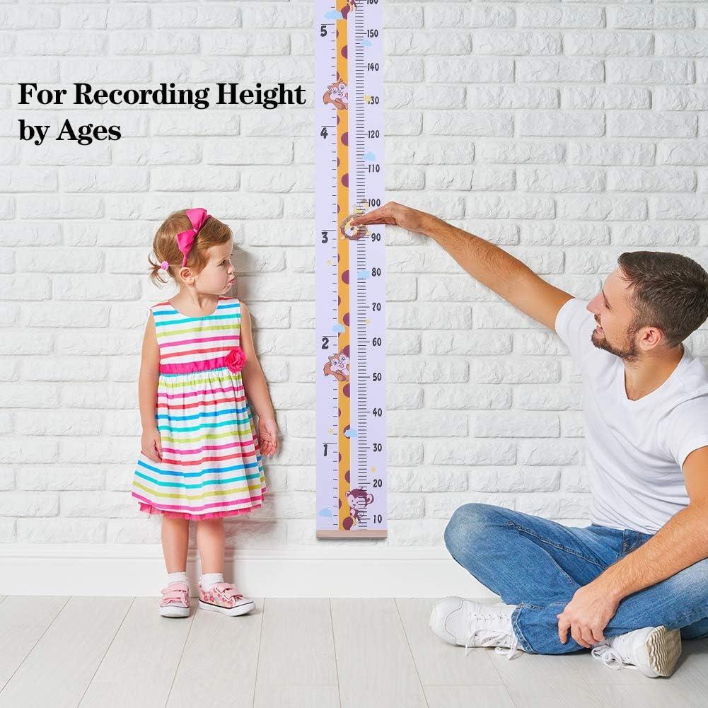 Baby Height Growth Chart Wall Hanging Measuring Ruler for Kids Removable Canvas and Wood Wall ...